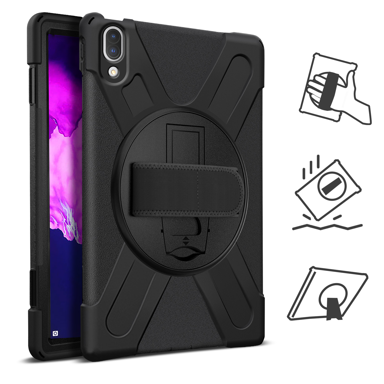 Capa Lenovo Tab P11 pro Alta Protecção, Suporte de Punho Rotativo ...