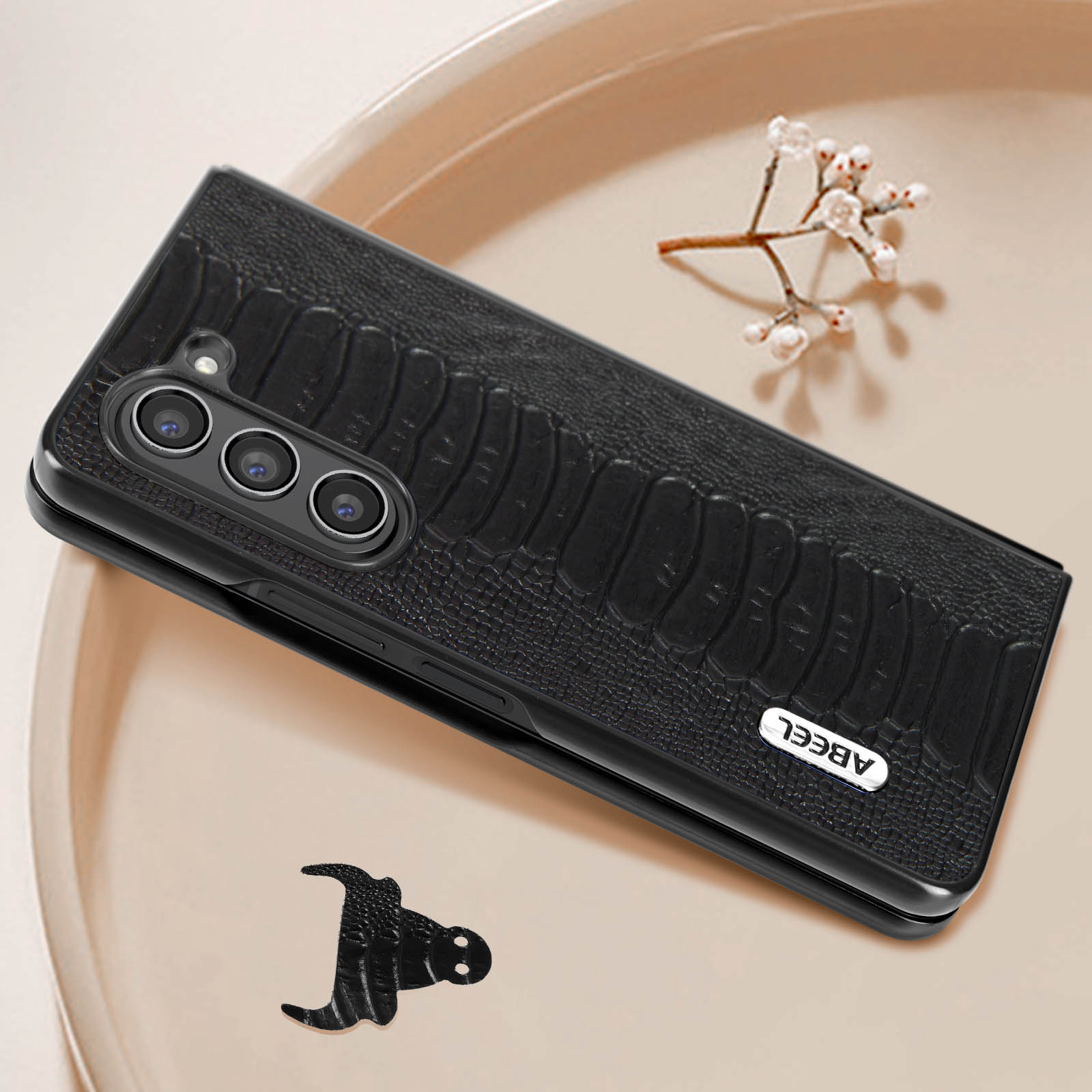 Coque Cuir Samsung Galaxy Z Fold 5, motif Serpent, Abeel Leather Snake ...