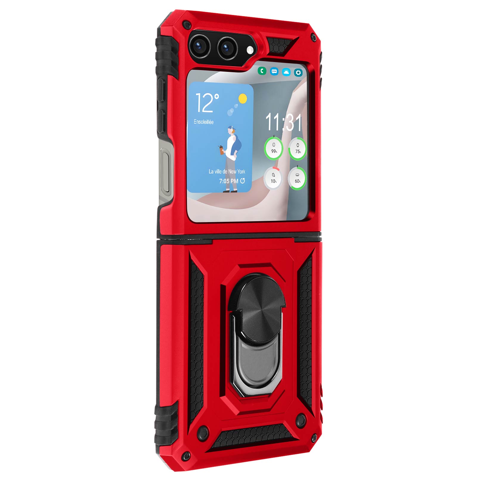 Coque Clapet Samsung Galaxy Z Flip 5 série Chesterfield - Rouge - Français