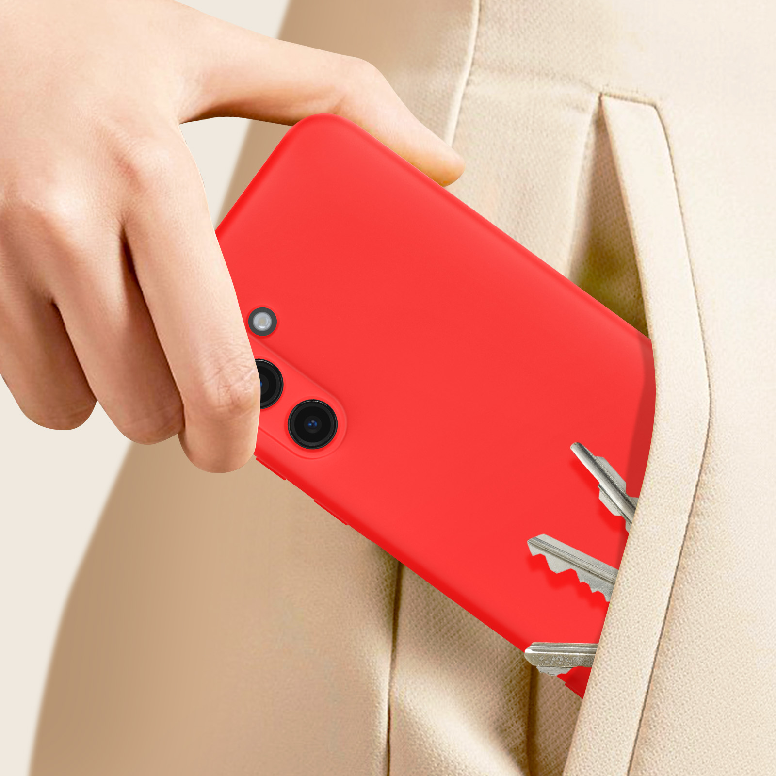 Coque Silicone Samsung S24 Soft touch Dragonne - Rouge - Français
