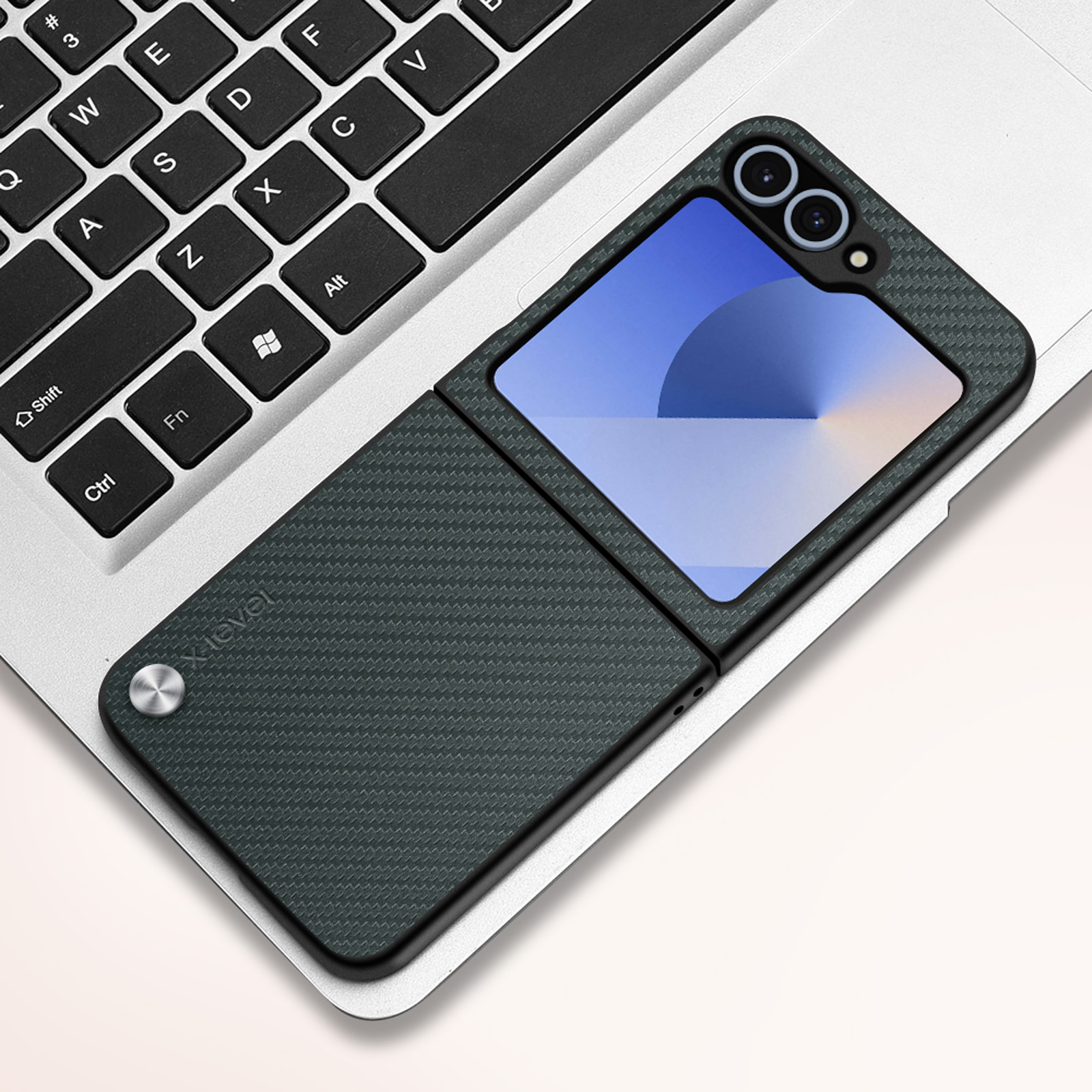 Coque Carbone Samsung Galaxy Z Flip 6 - Fibre de Carbone X-Level Vert ...