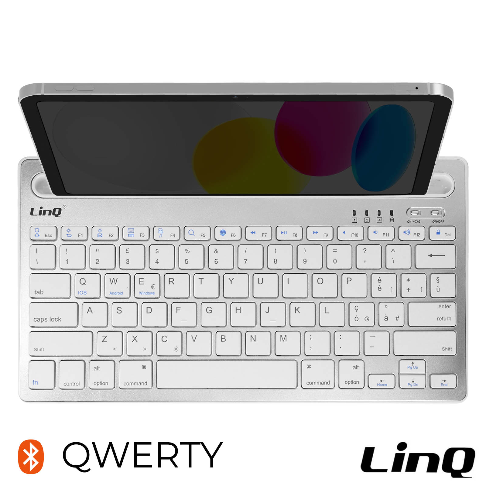 Clavier Bluetooth AZERTY QWERTY Multi système - Blanc - Français