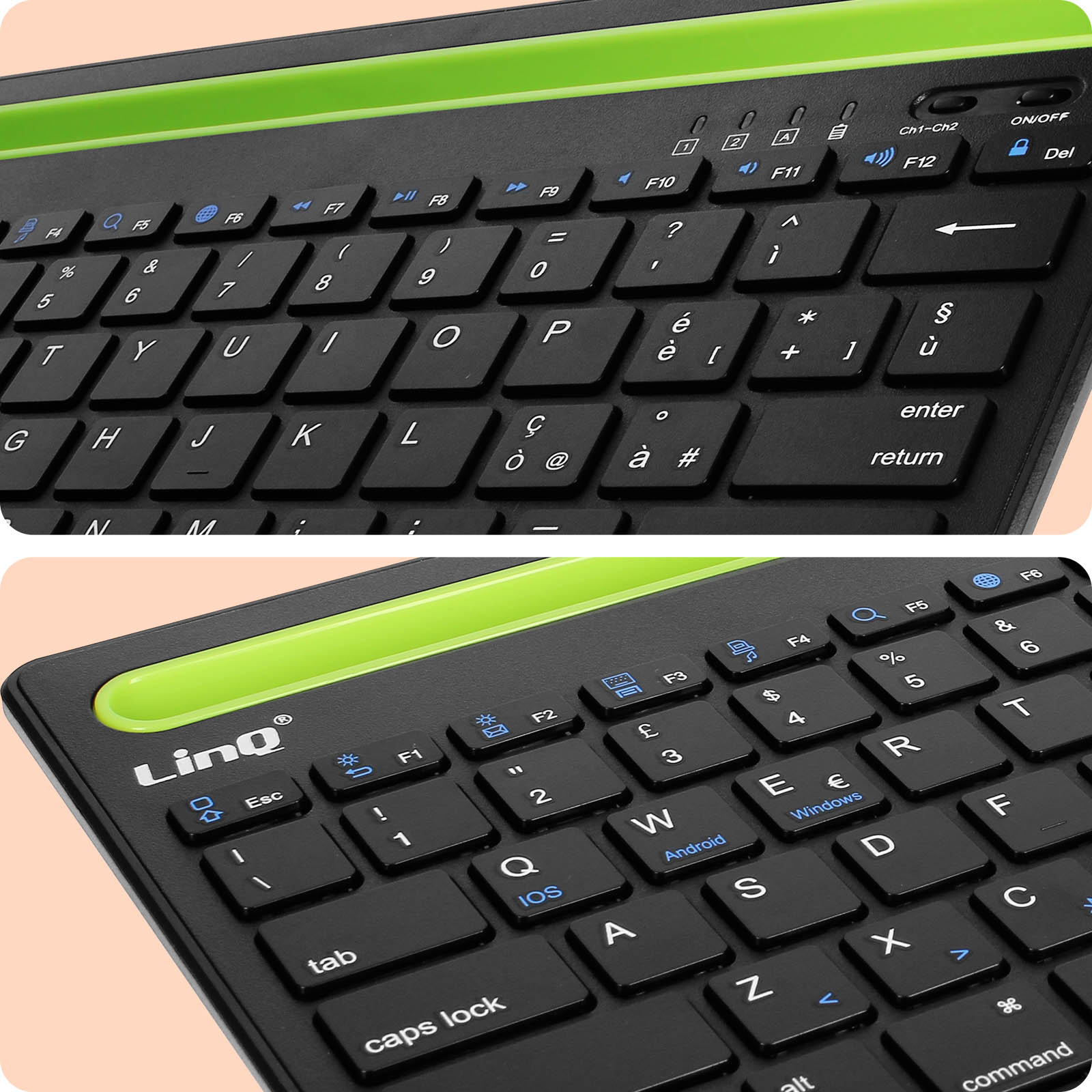 Clavier sans fil QWERTY Noir, LinQ pour Lenovo Tab M8 Gen 3 - Français