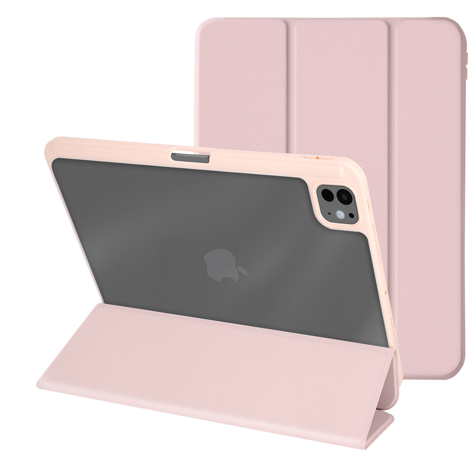 Étui iPad Pro 11 2024 Fonction Support + Mise en Veille - Rose - Français