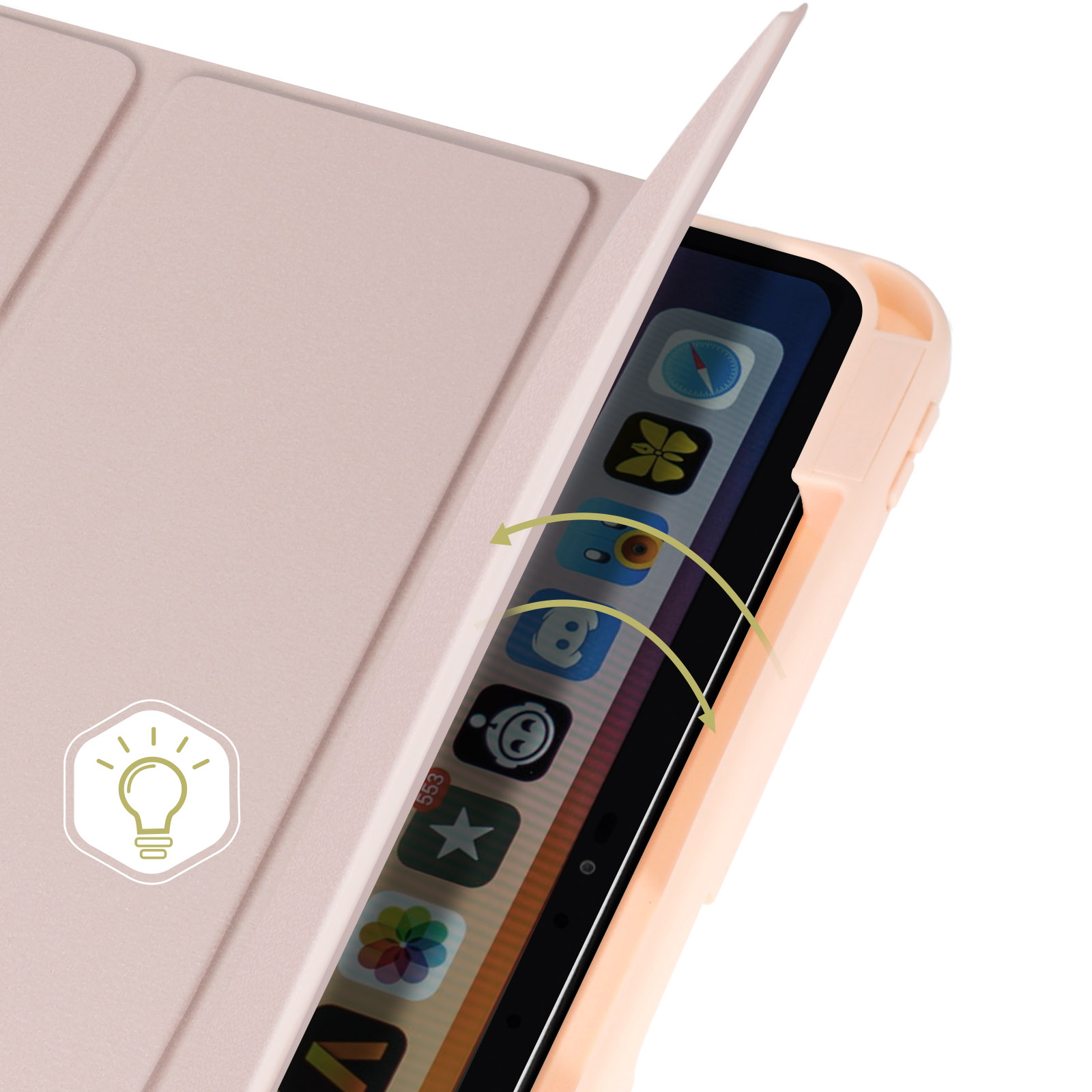 Étui iPad Pro 11 2024 Fonction Support + Mise en Veille - Rose - Français