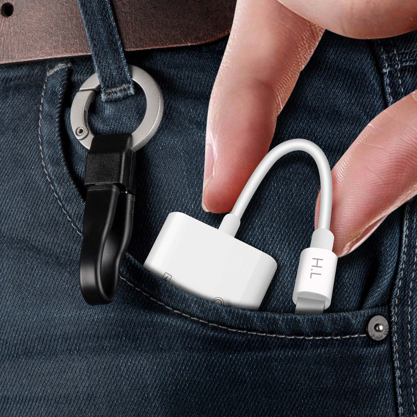 Adaptador de áudio e carga Lightning para entrada de 3,5 mm e Lightning ...