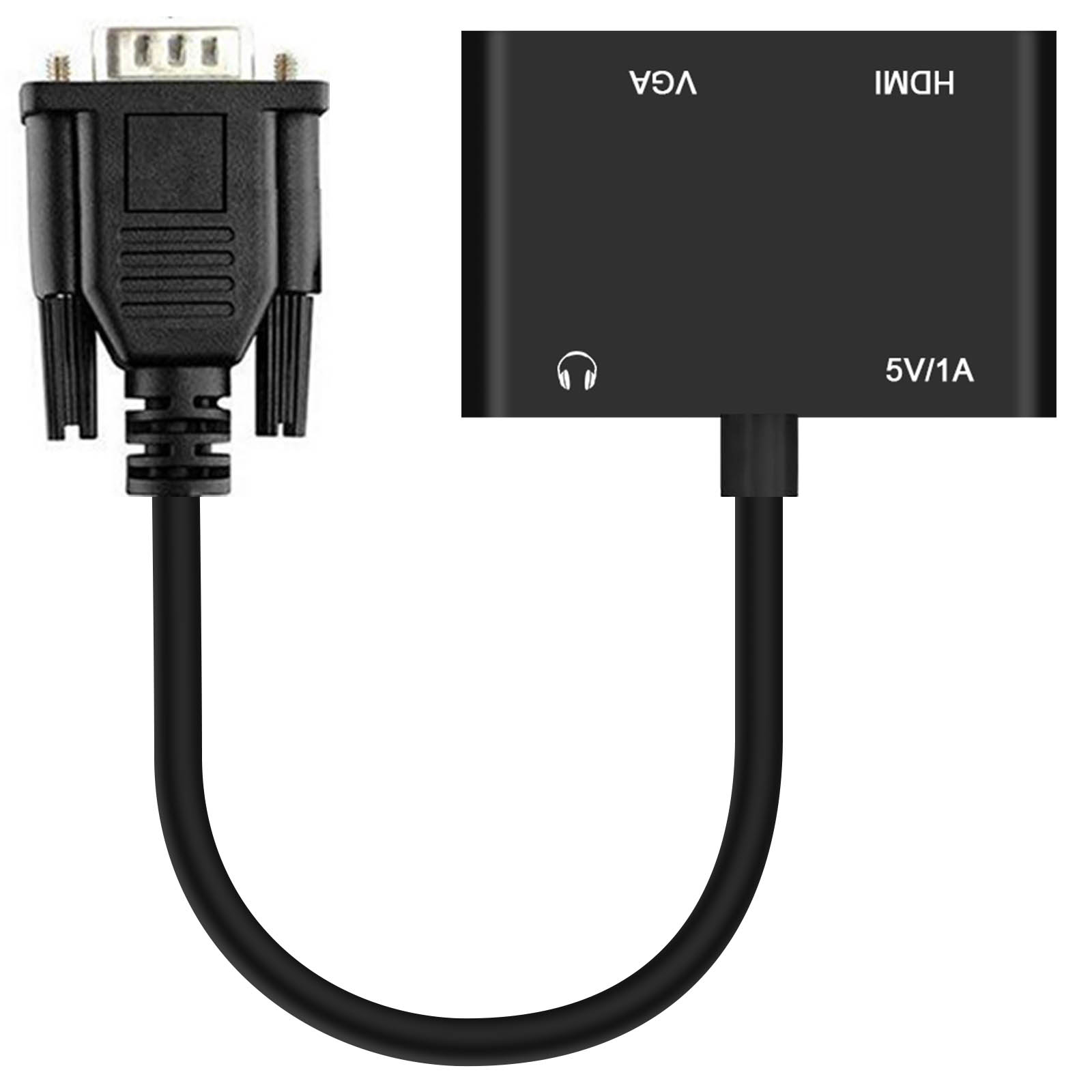 Adaptateur VGA mâle vers HDMI et VGA Femelles + Entrée Audio et Charge ...