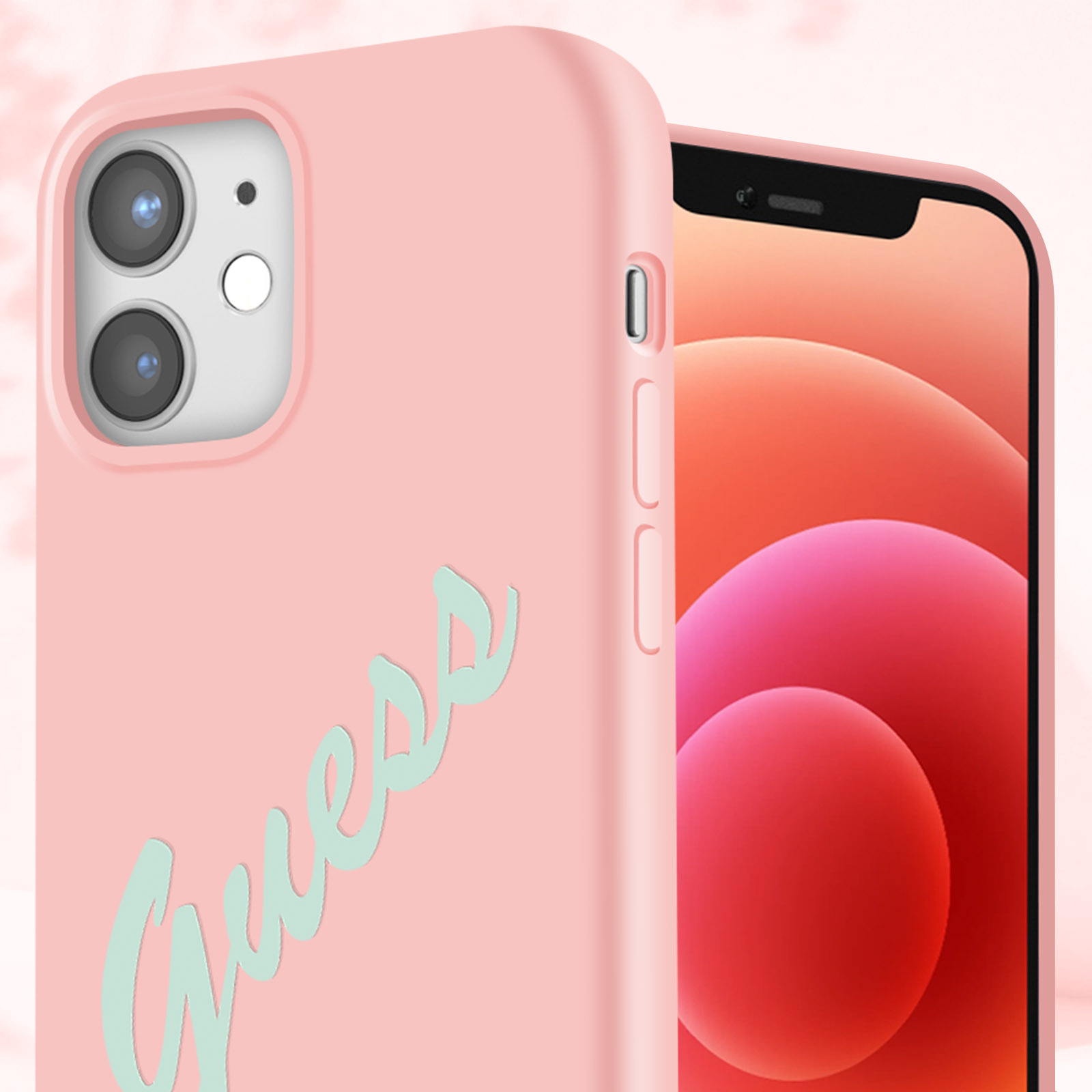 Cover iPhone 12 e 12 Pro Vintage Soft Touch Rosa Guess - Italiano