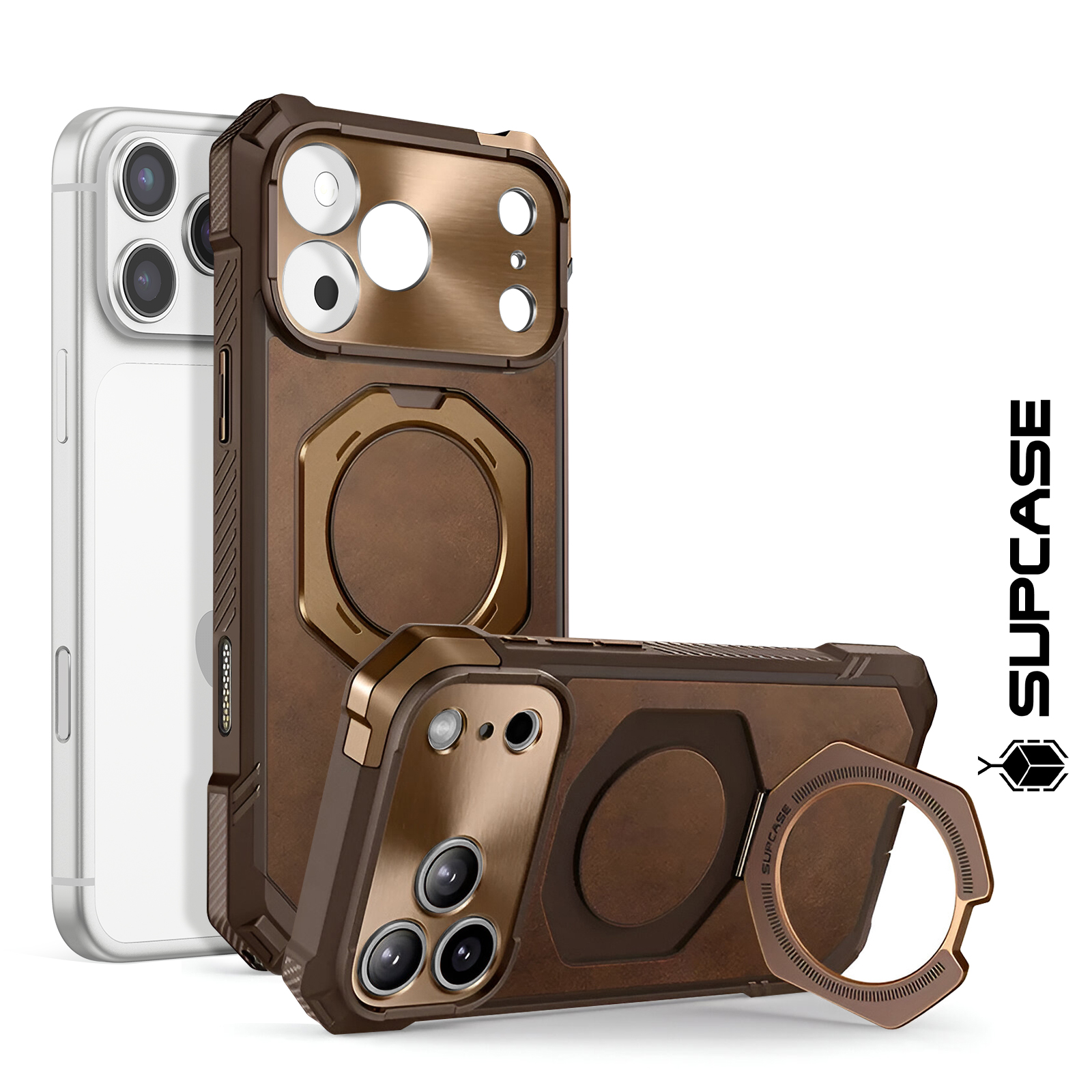 Funda Cuero MagSafe Antigolpes p. iPhone 17 Pro Max - Supcase Unicorn Beetle Grip Marrón - Spain