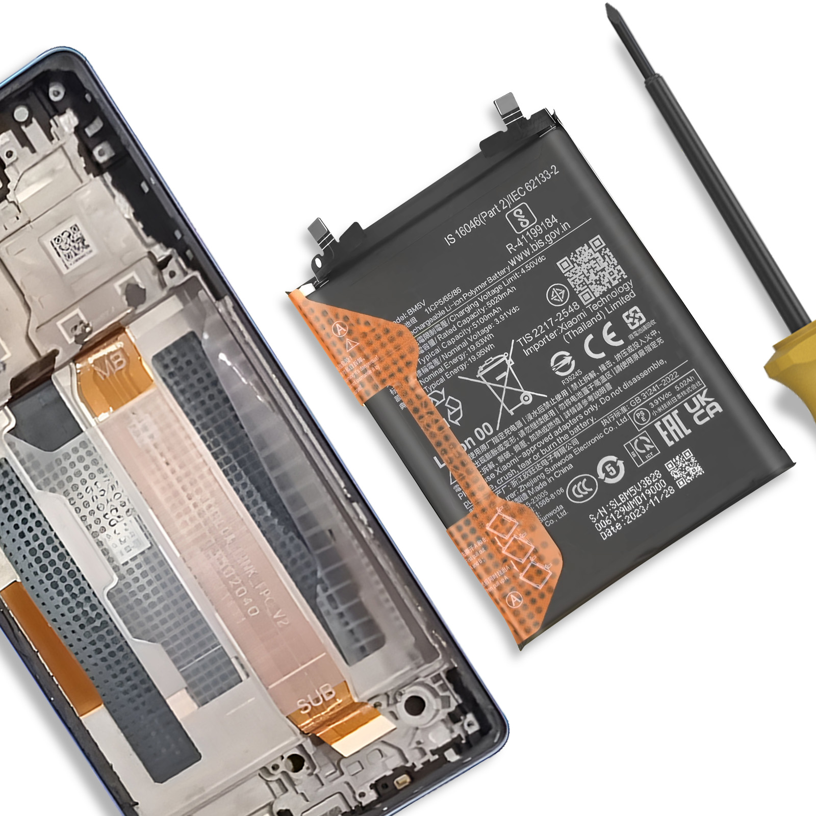 Batterie 5000mAh p. Xiaomi Redmi Note 13 Pro 5G et Poco X6 5G - Français