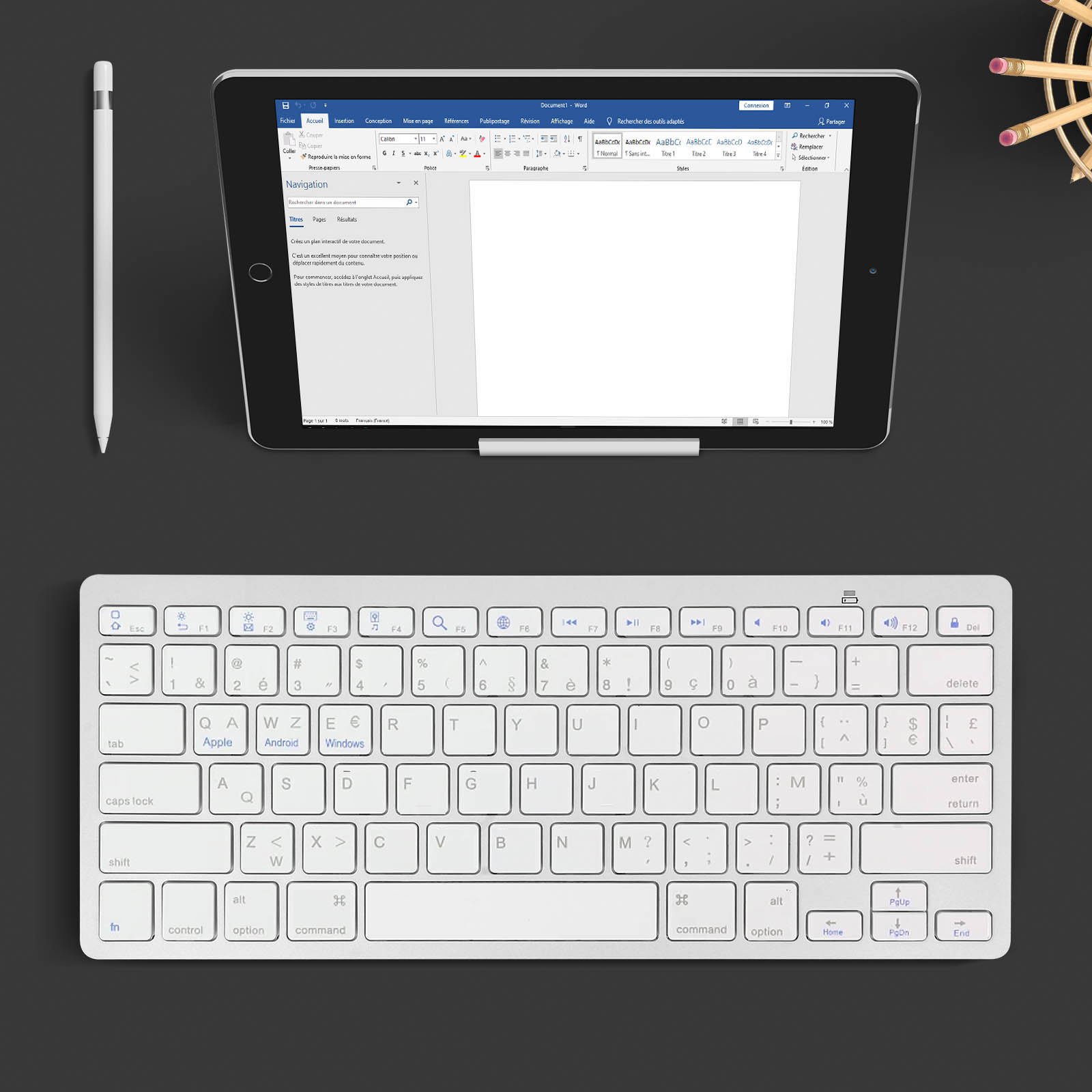 Clavier Bluetooth hybride AZERTY QWERTY - Blanc pour Samsung Galaxy A11 ...