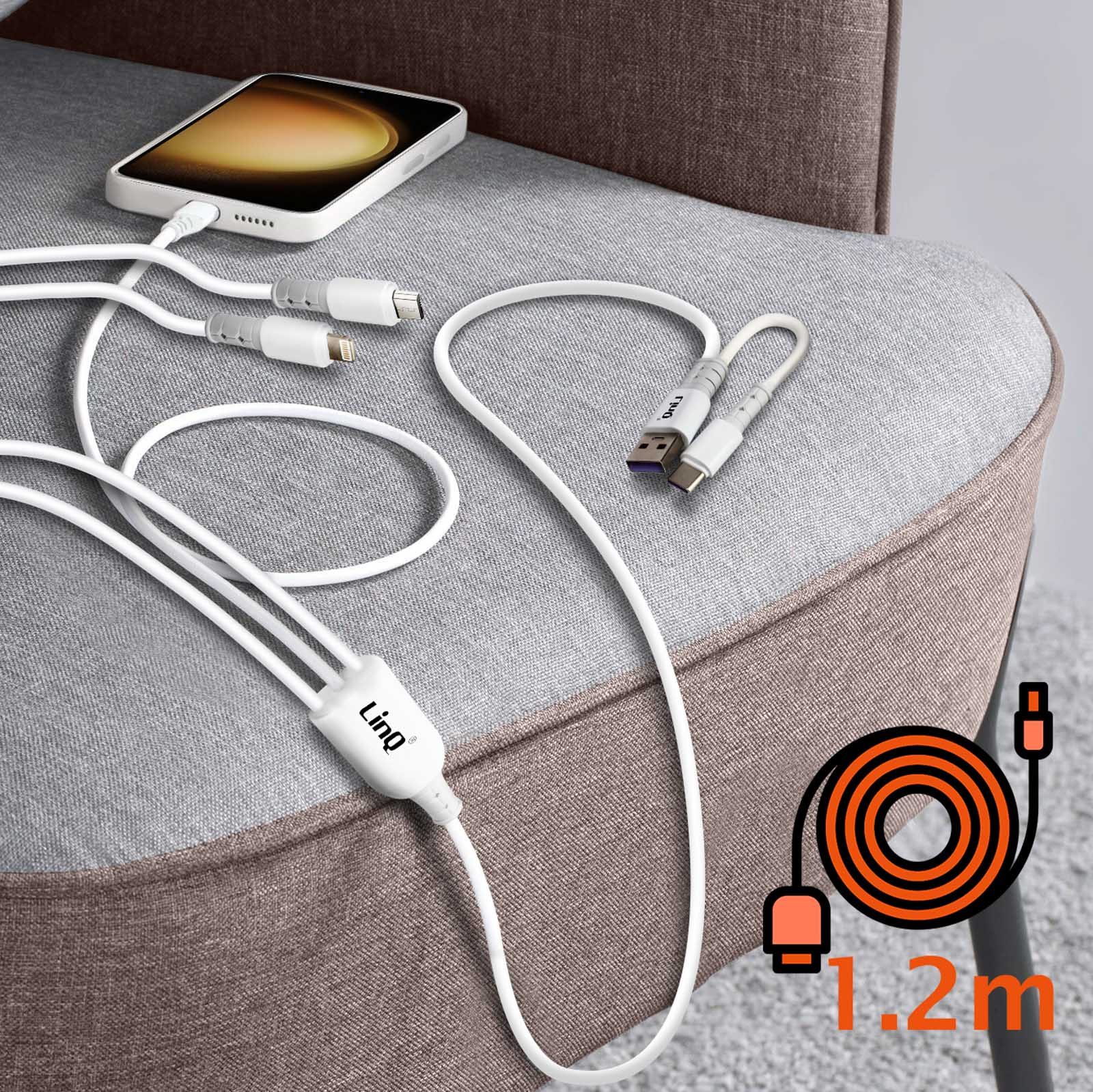 5-in-1 USB / USB-C auf USB-C / Lightning / Micro-USB Kabel, LinQ ...