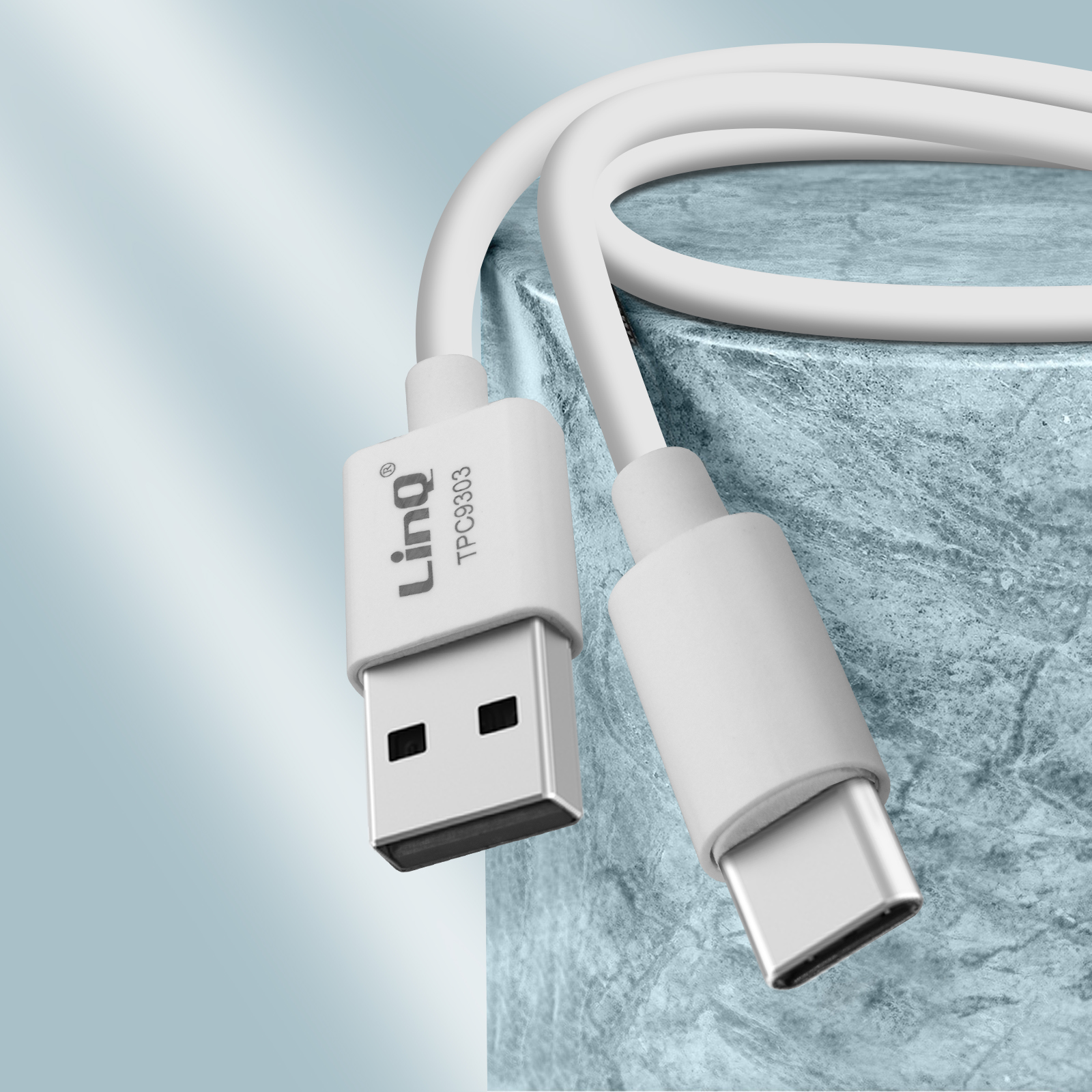 Câble USB vers USB-C Charge Ultra-rapide 5A - Longueur 3m, LinQ - Blanc ...