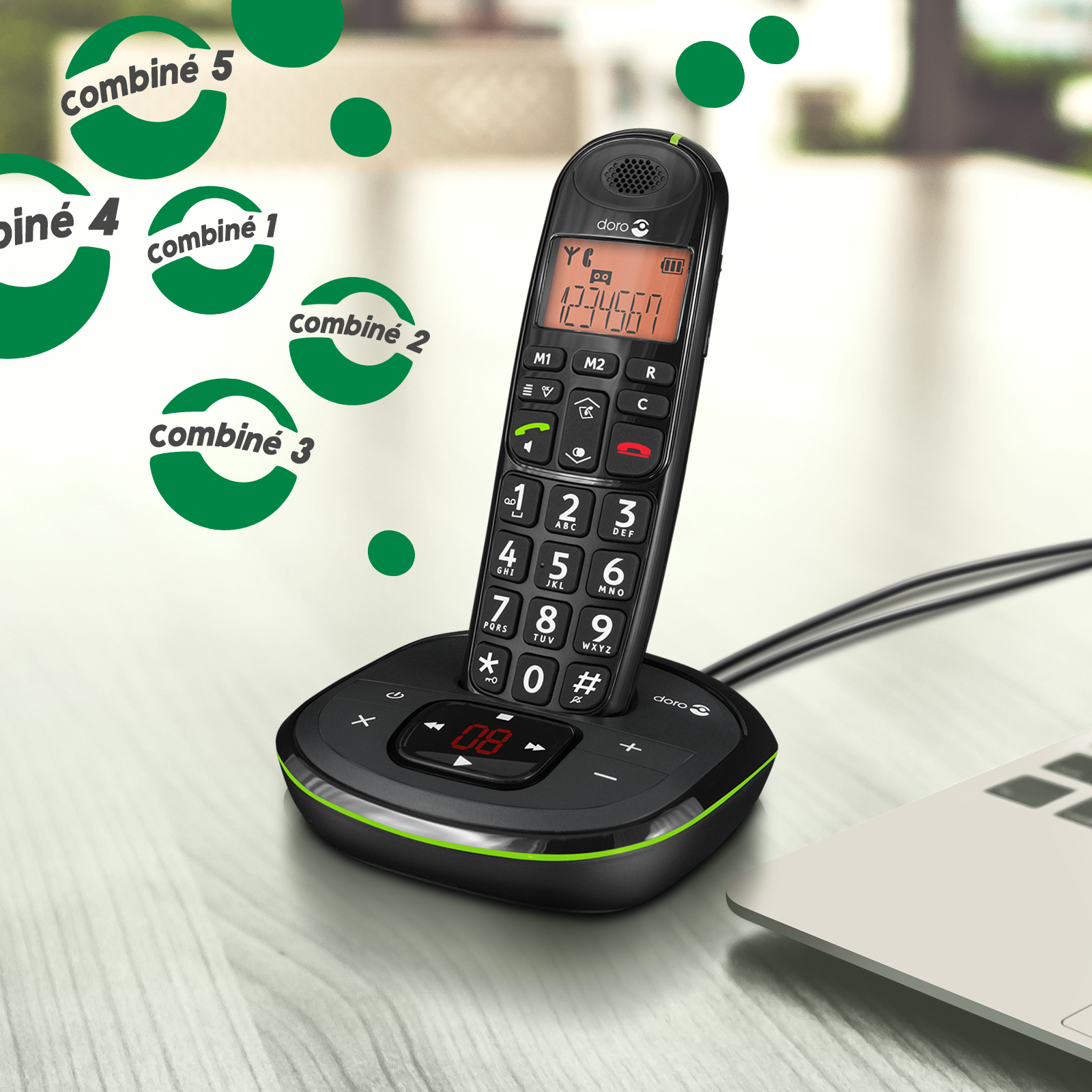 Téléphone Fixe Senior DECT Doro avec Répondeur et Grandes Touches ...