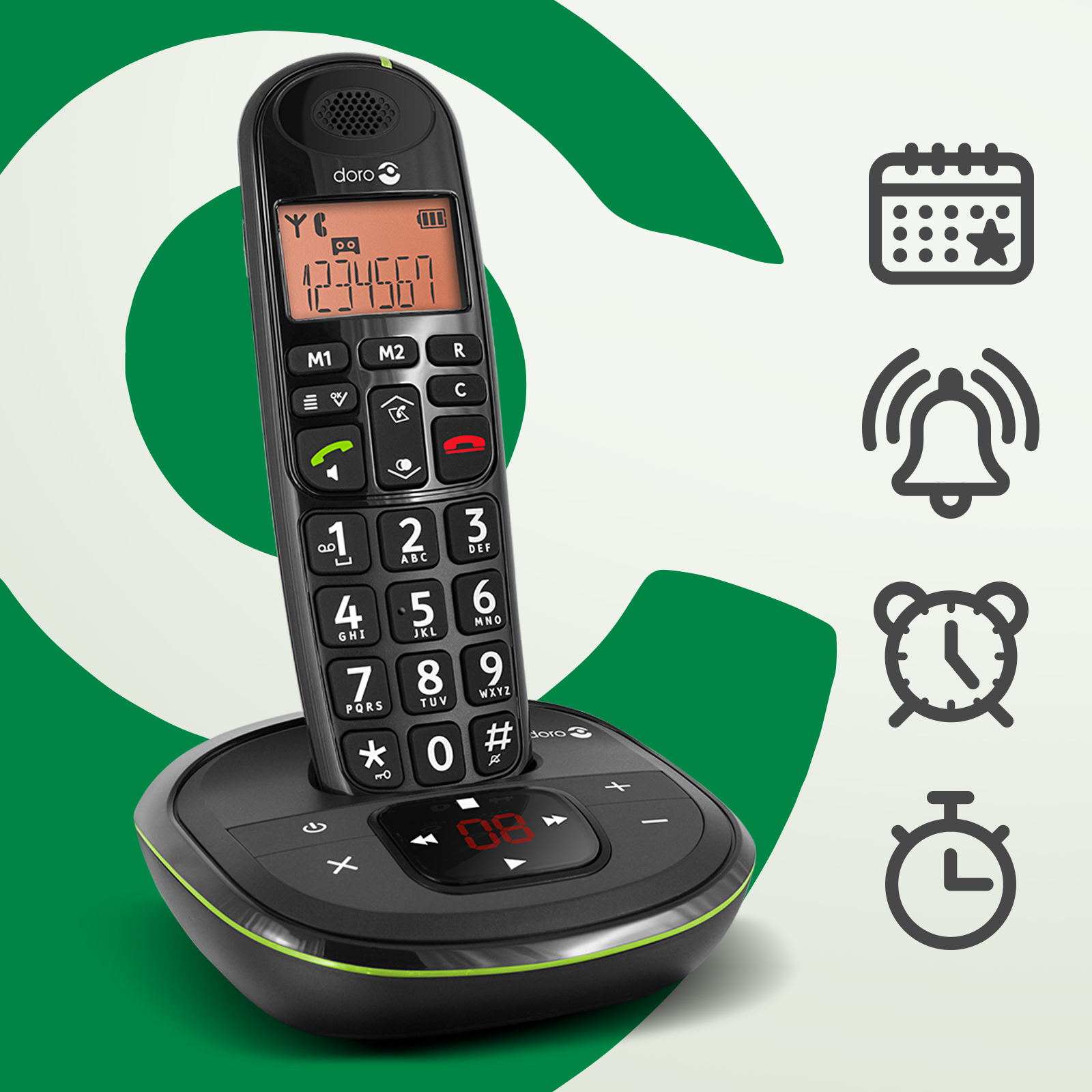 Téléphone Fixe Senior DECT Doro avec Répondeur et Grandes Touches ...