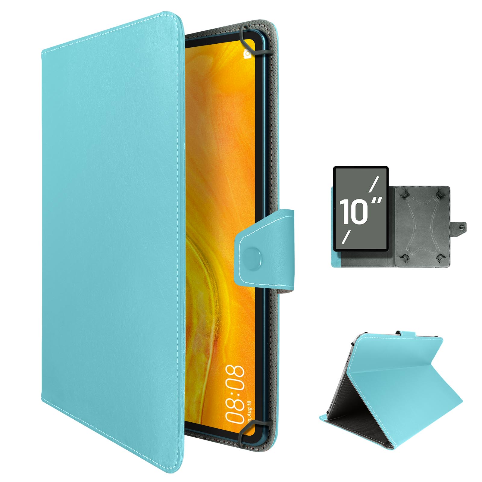 Étui Tablette Bleu Effet Cuir avec Languette Magnétique et Support ...
