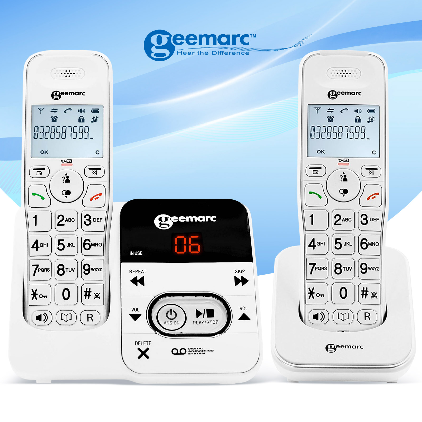Téléphone Fixe Senior Bureau Amplifié 30dB avec Mémoire permanente ...