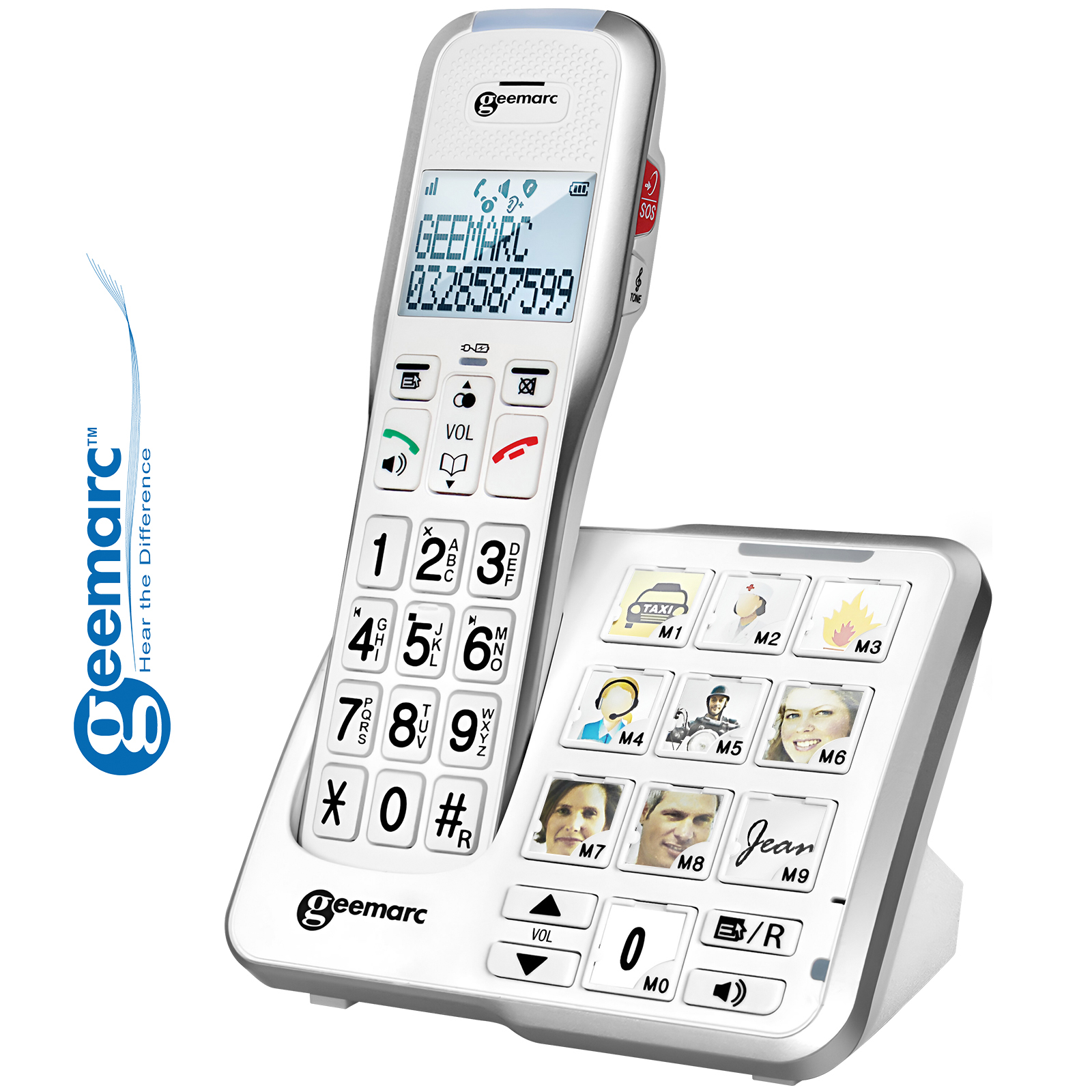 Téléphone Fixe Senior Bureau Amplifié 30dB avec Mémoire permanente ...