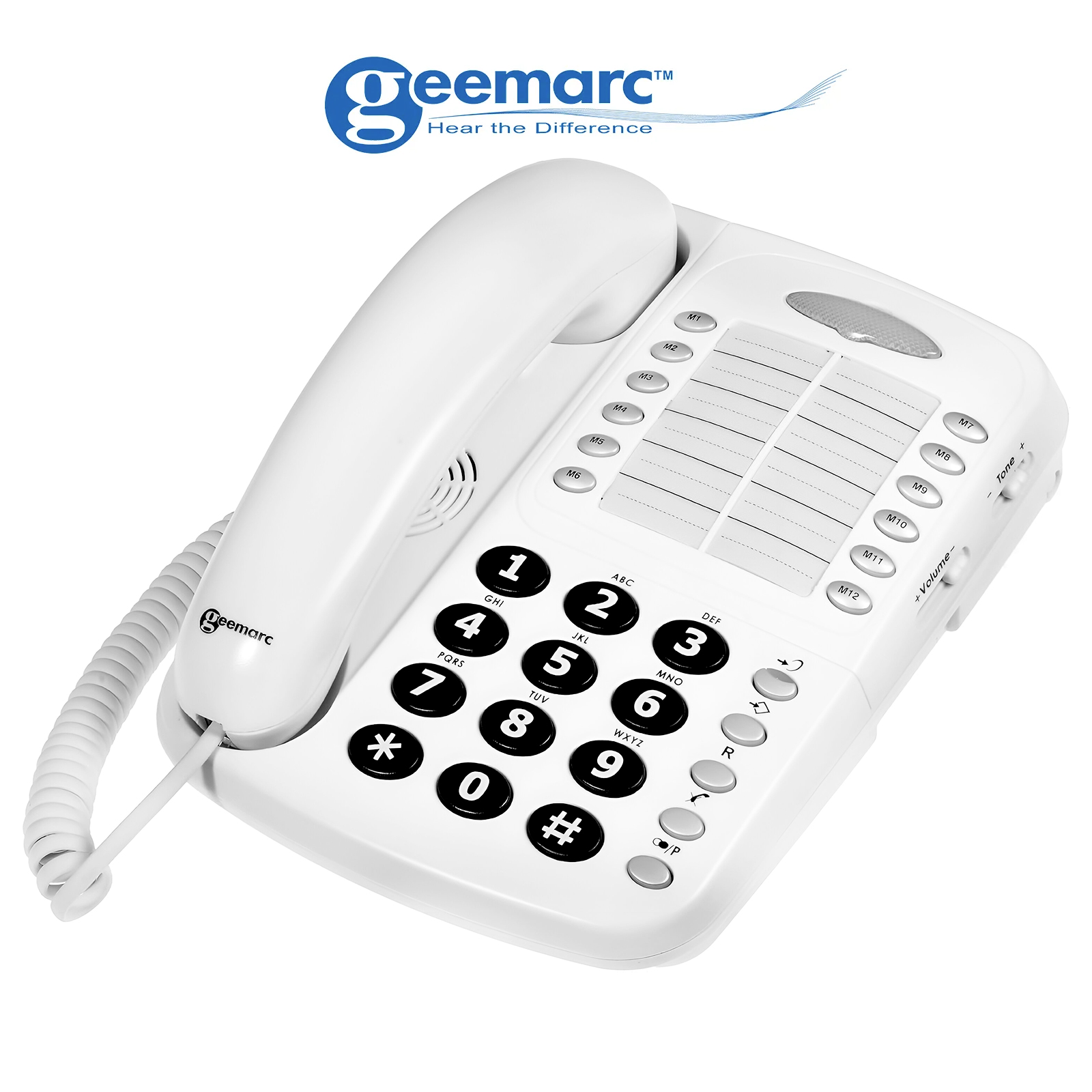 Téléphone Fixe Senior Bureau Amplifié 30dB avec Mémoire permanente ...