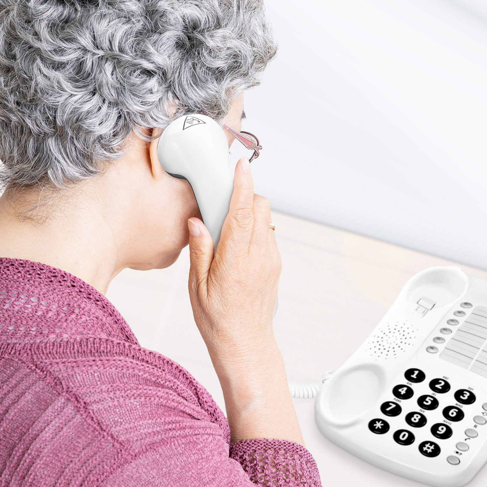 Téléphone Fixe Senior Bureau Amplifié 30dB avec Mémoire permanente ...