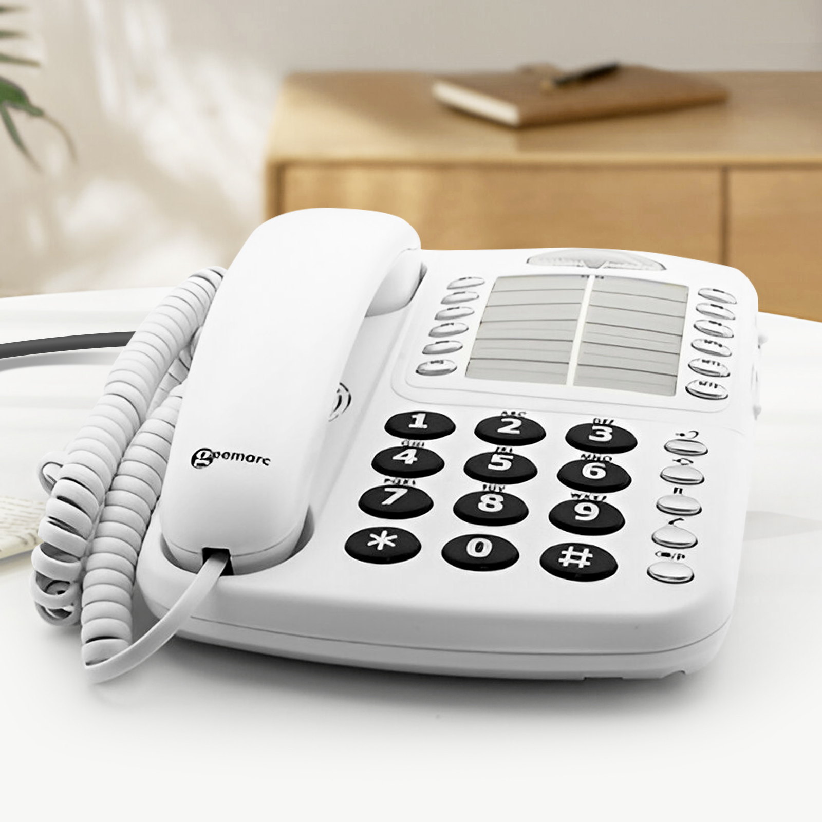 Téléphone Fixe Senior Bureau Amplifié 30dB avec Mémoire permanente ...