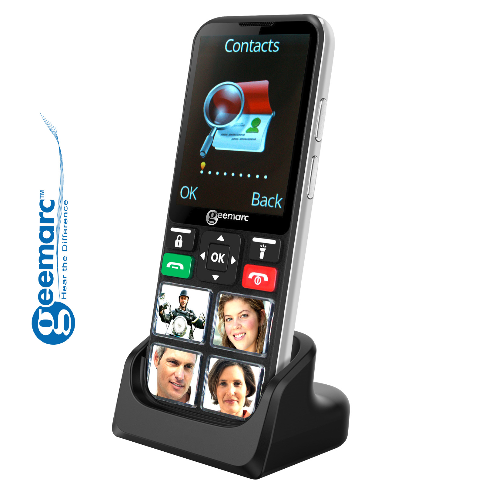 Téléphone portable Senior 4G - Bouton SOS - Mémoires photos - Geemarc ...
