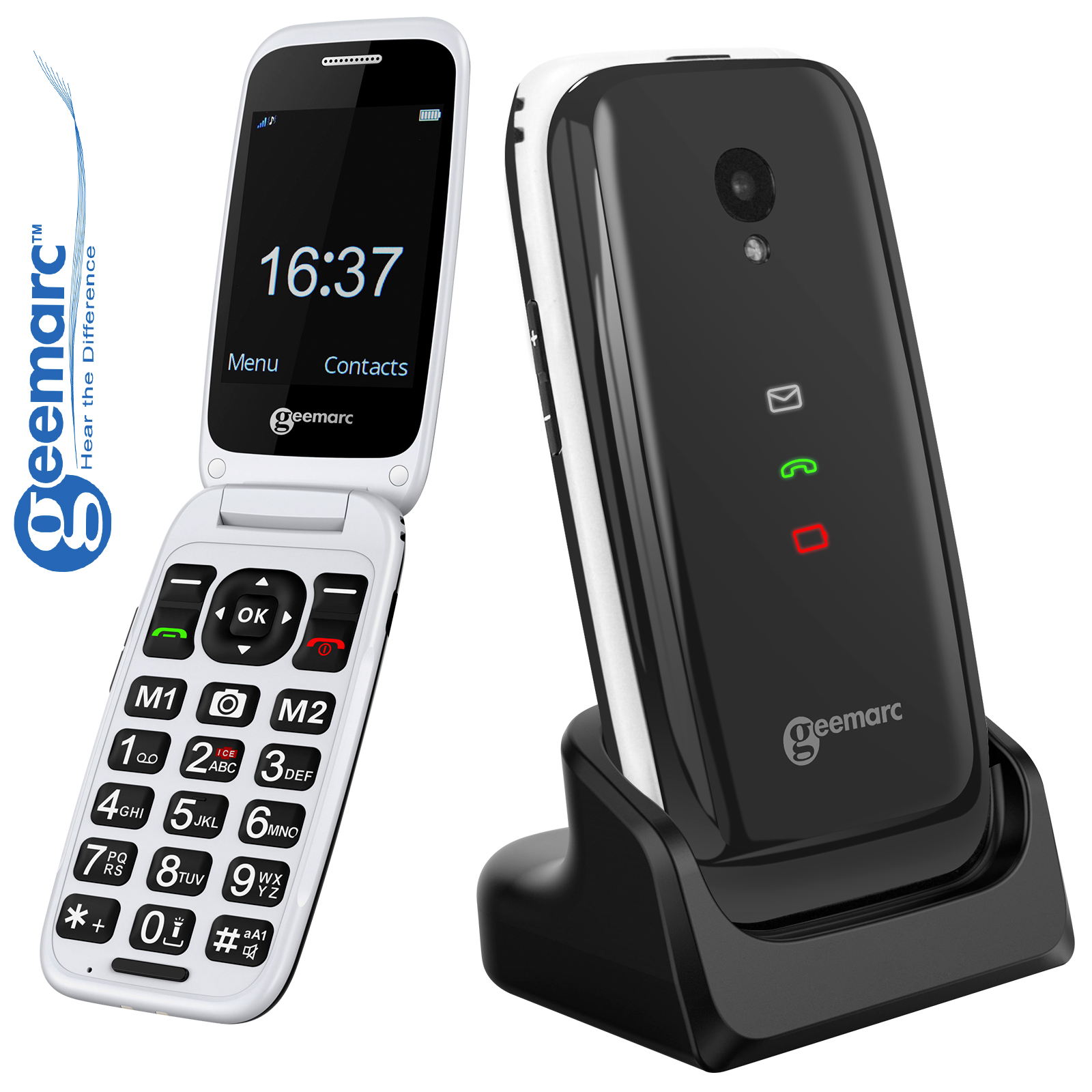 Téléphone portable Senior 4G - Bouton SOS - Mémoires photos - Geemarc ...