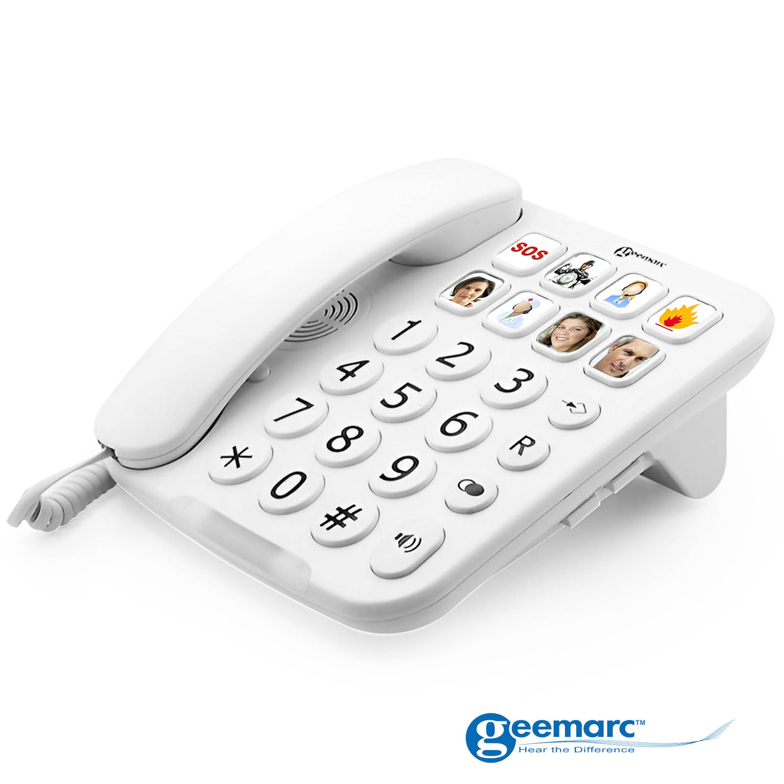 Téléphone Fixe Senior Bureau Amplifié 30dB avec Mémoire permanente ...