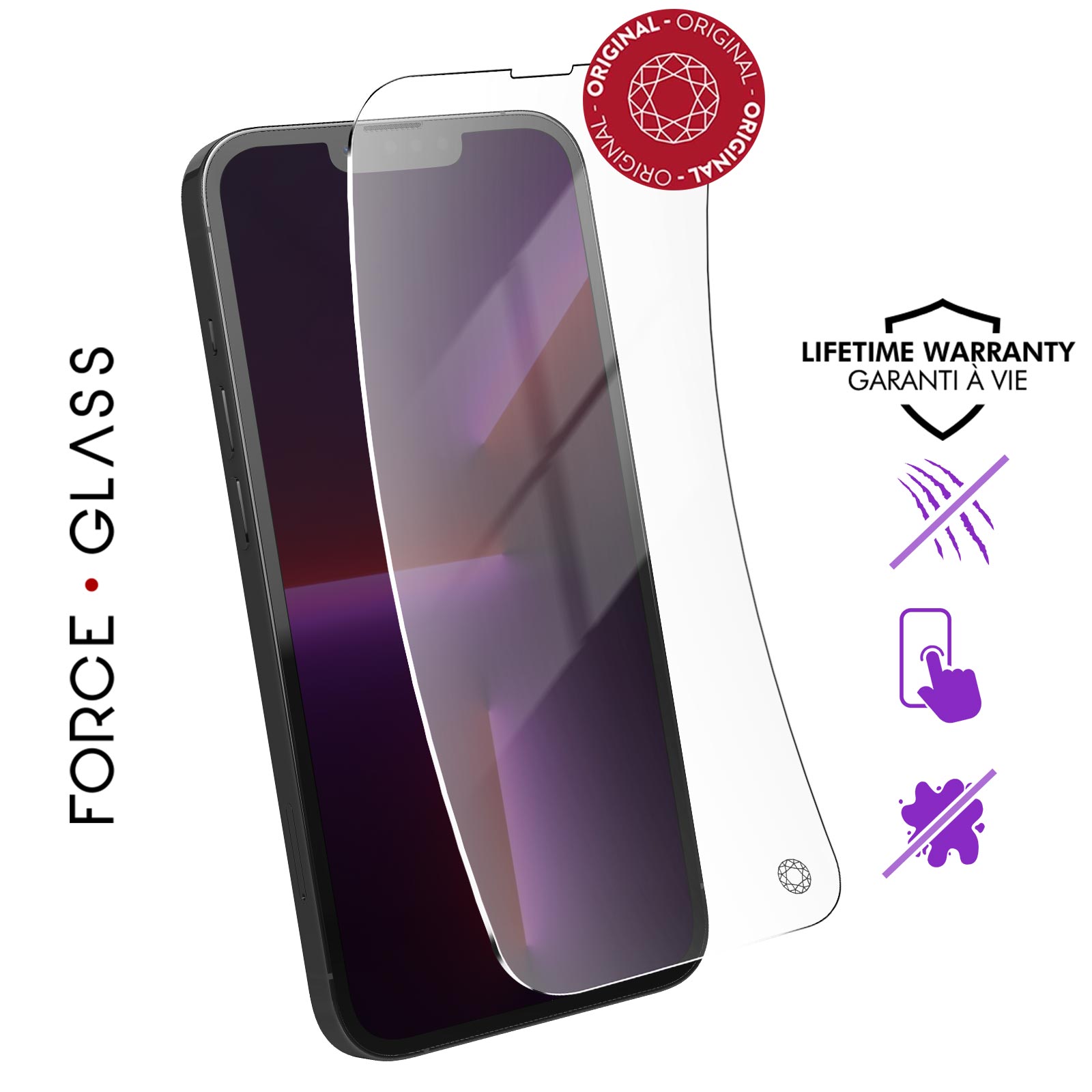 Vidro temperado Force Glass Transparente Garantia p/ iPhone 16e, 14, 13 ...