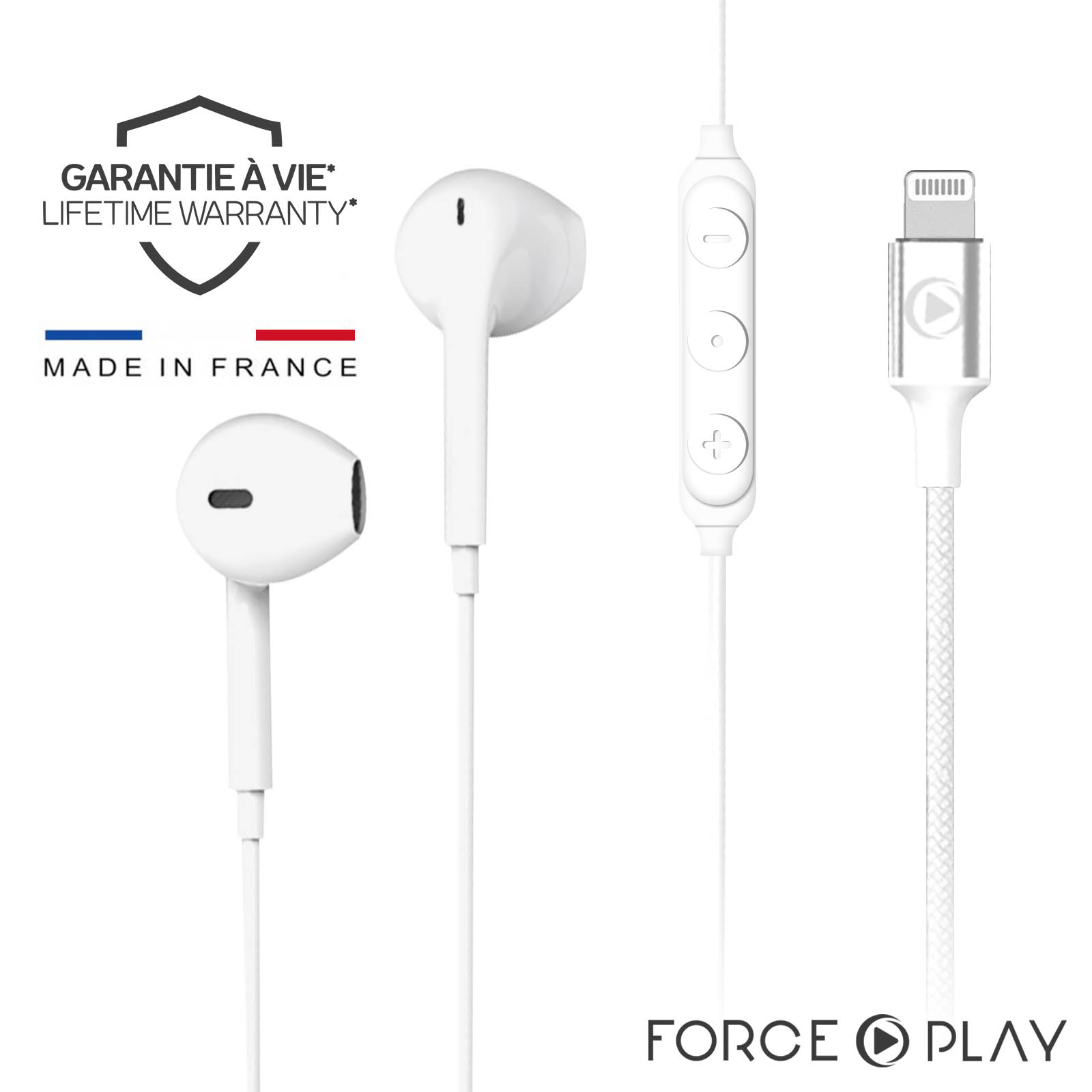 Écouteurs de Sommeil Lightning - Microphone Intégré Blanc - Français