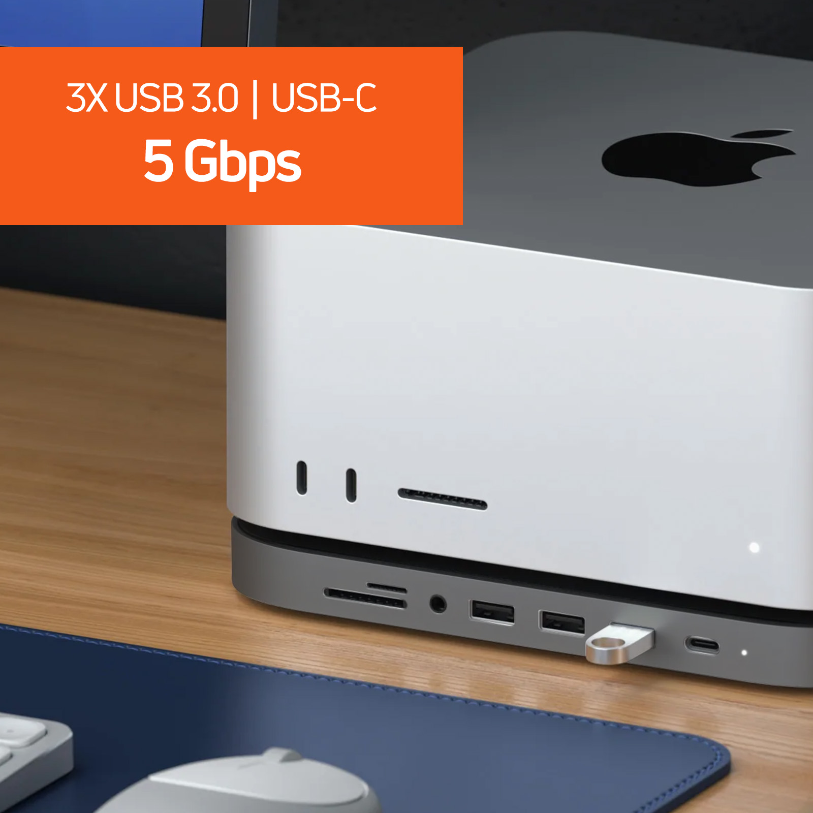Hub Mac Mini multipuertos con función Soporte Satechi - Gris acero - Spain