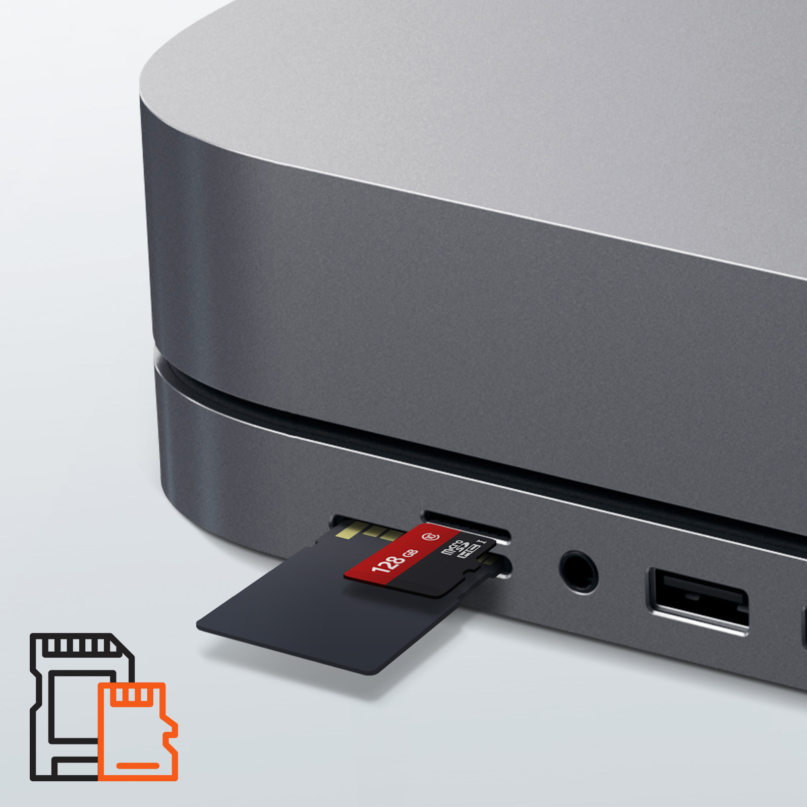 Hub Mac Mini multipuertos con función Soporte Satechi - Gris acero - Spain