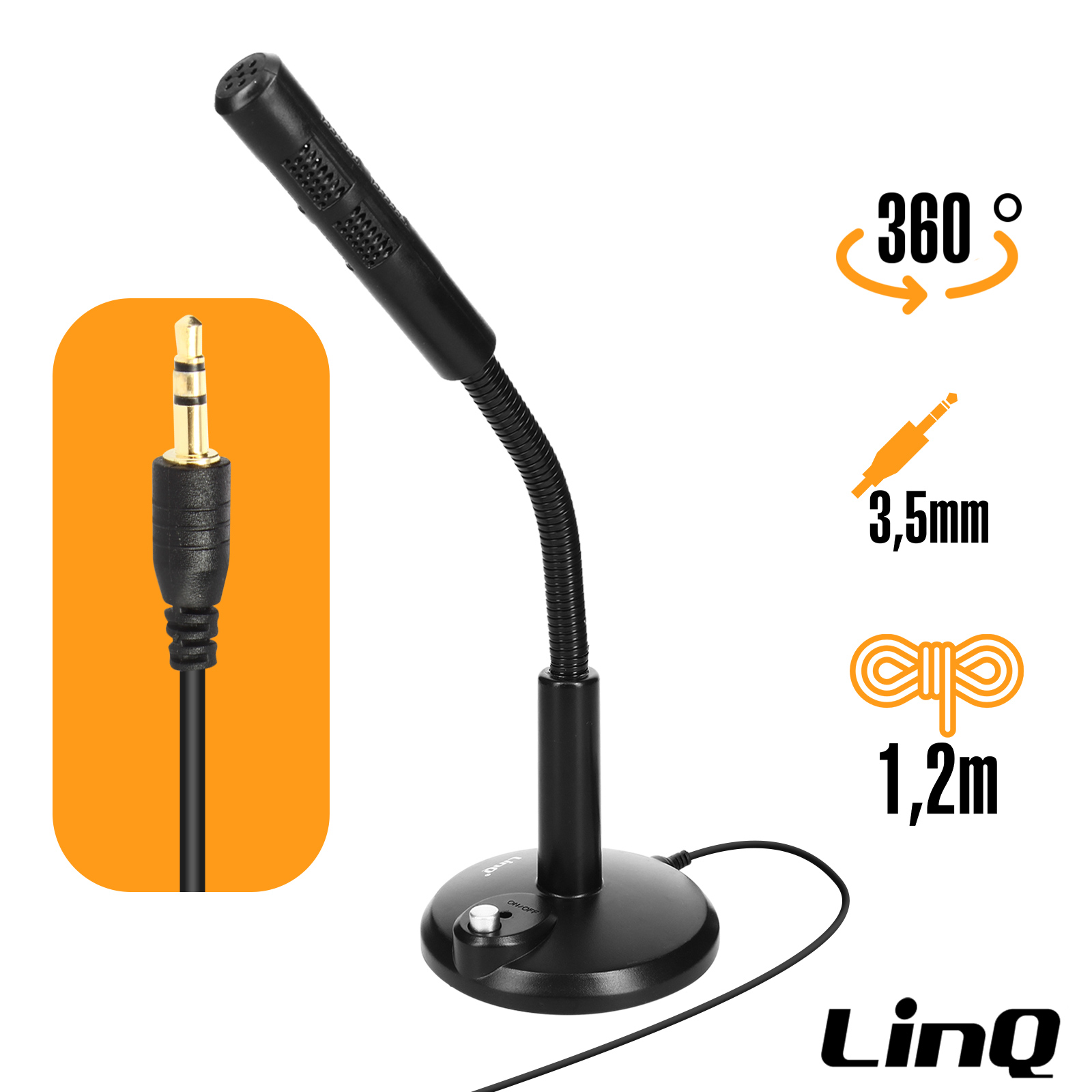 Microphone Jack 3.5mm, Omnidirectionnel avec Réduction de Bruit, LinQ ...