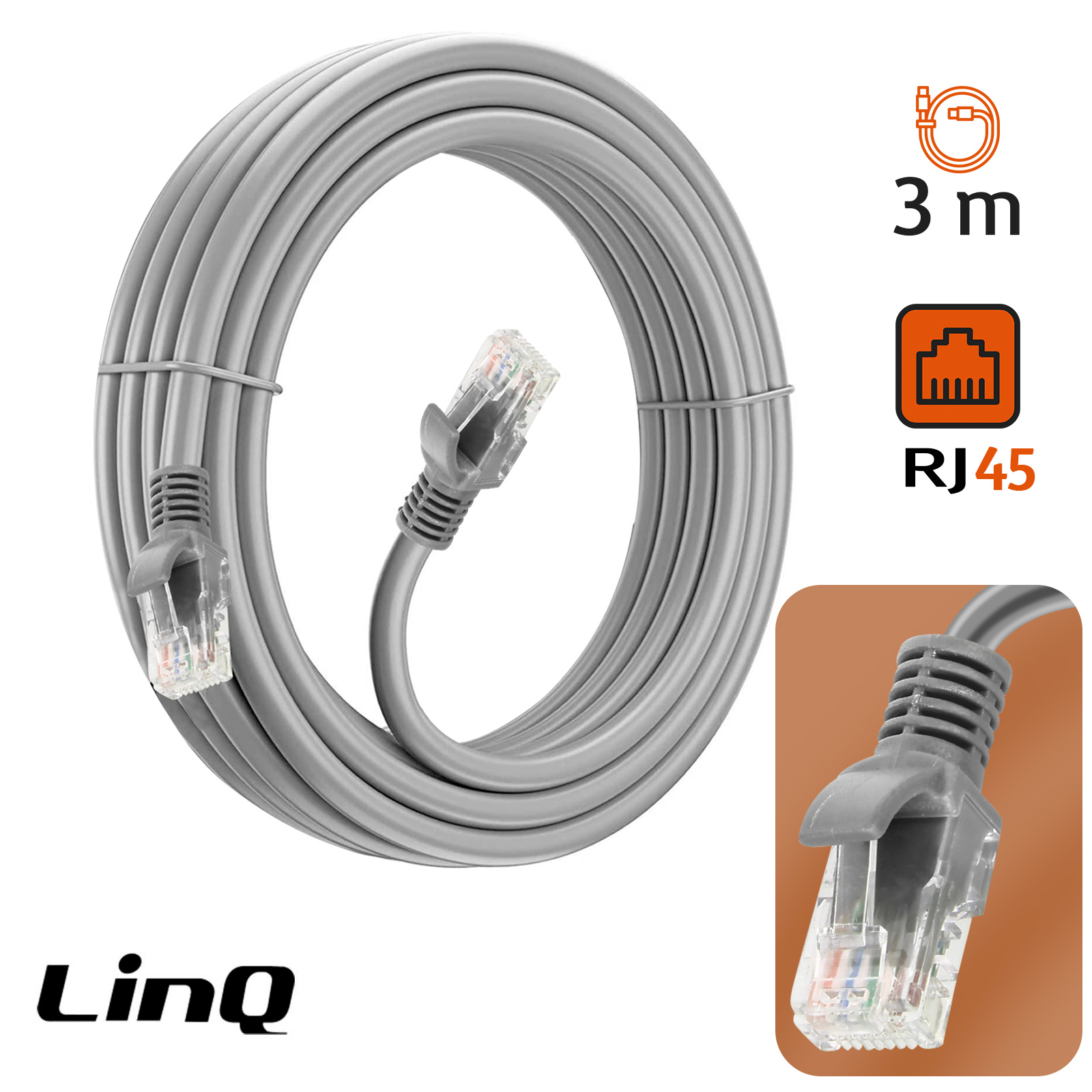 Câble Ethernet 50m, RJ45 Catégorie 6 Transfert 10Gbps - 250MHz, LinQ ...