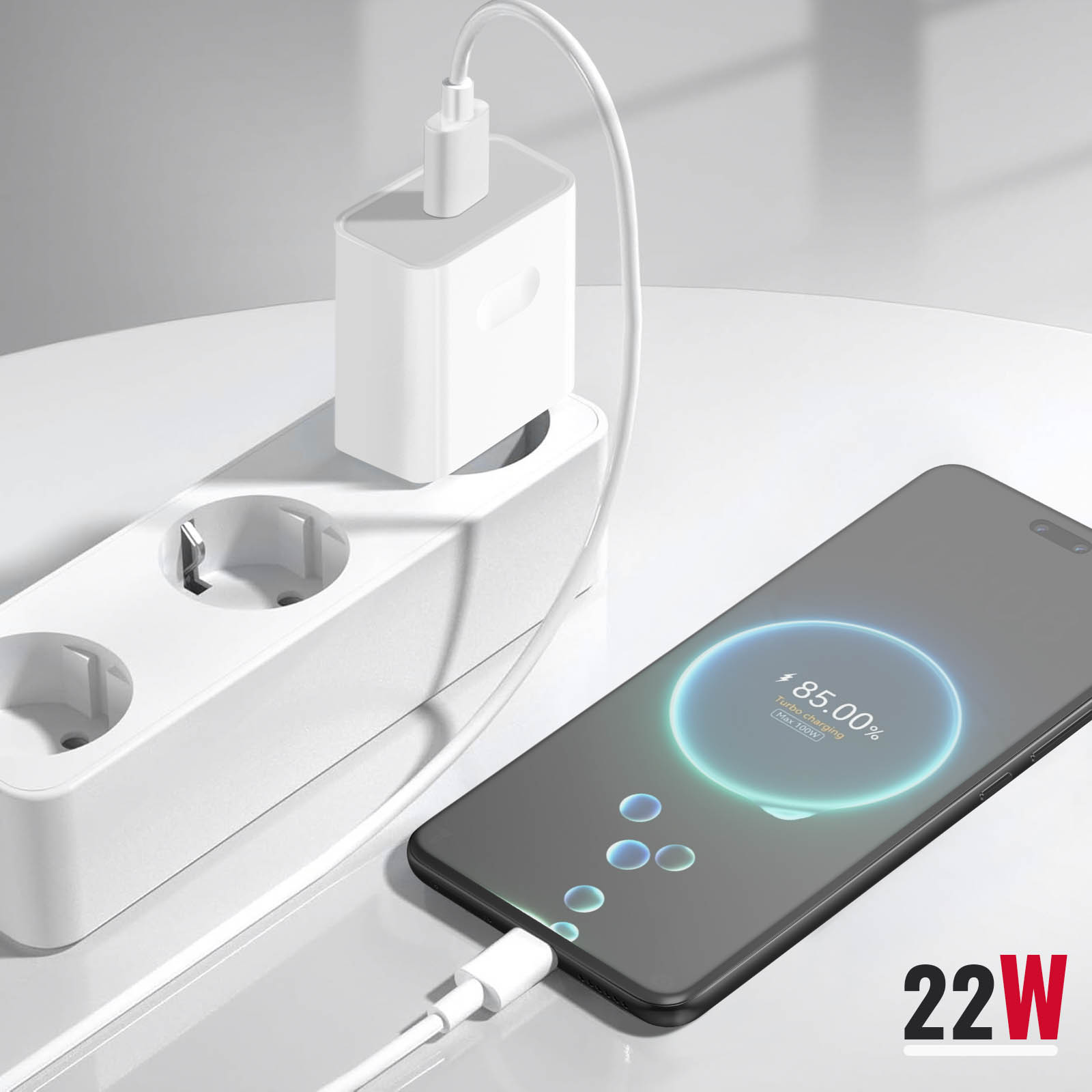 Chargeur USB Huawei 22.5W + Câble USB-C Blanc pour Huawei Mate 20 ...