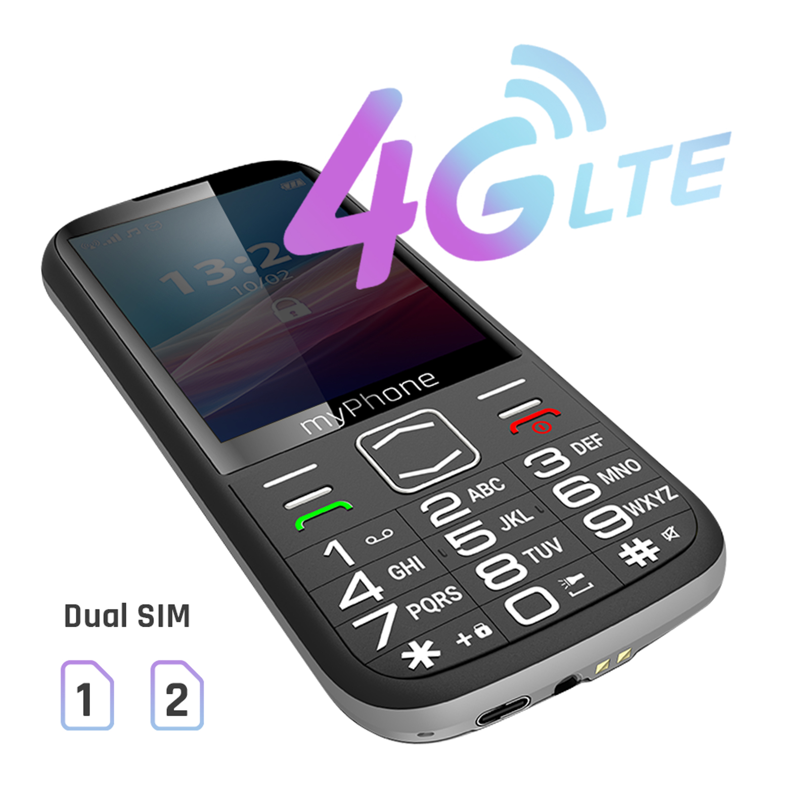 Téléphone à touches myPhone Halo A LTE 4G LTE Grand écran SOS - Français