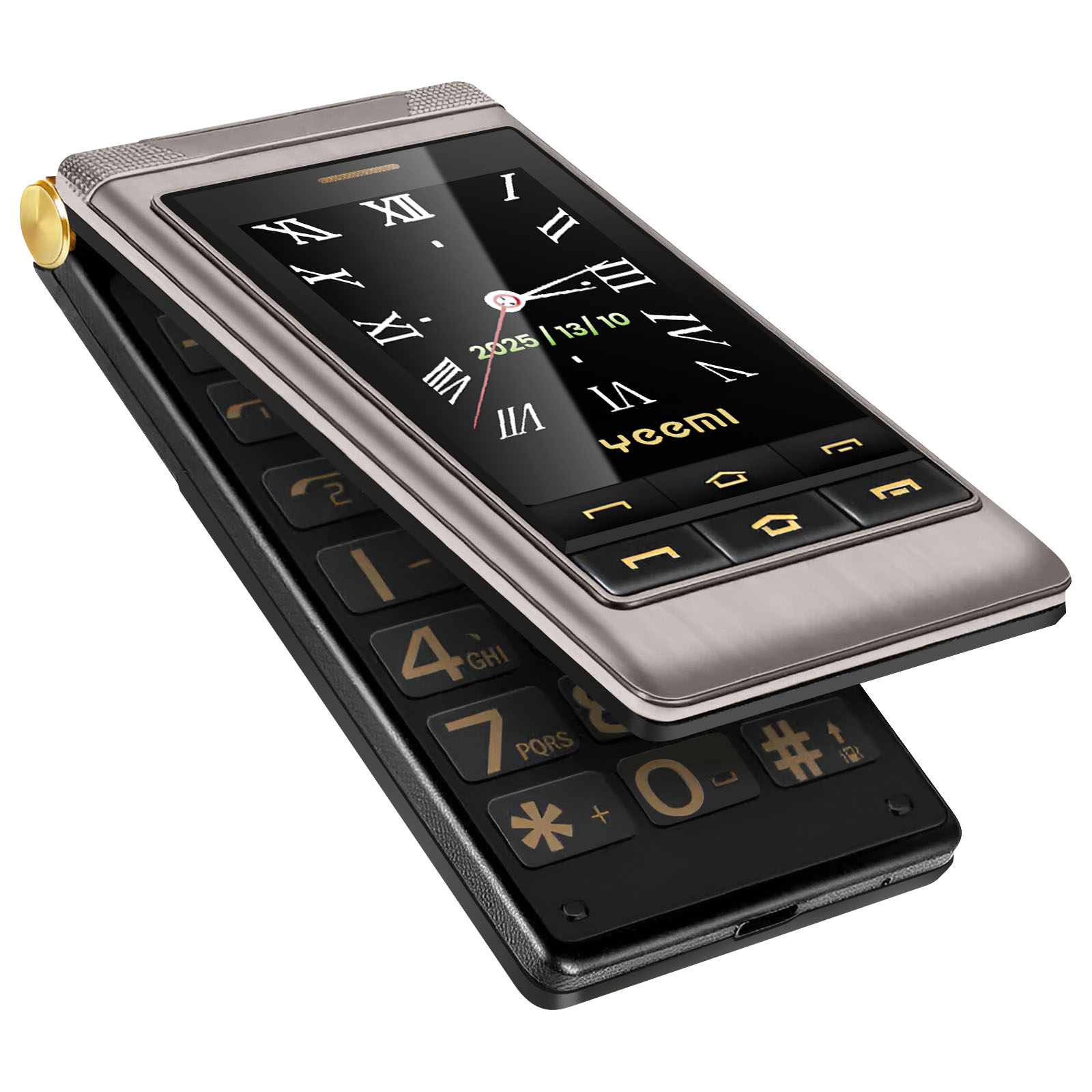 Téléphone Senior à clapet - Écran externe avec Affichage de l'heure ...