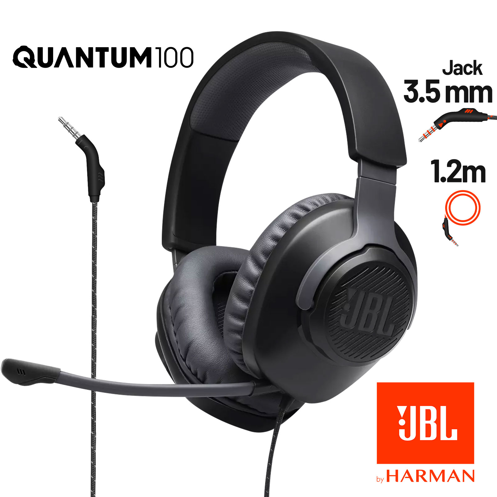 Casque JBL Quantum 100 Gaming Filaire Jack 3.5mm, Circum-aural avec ...