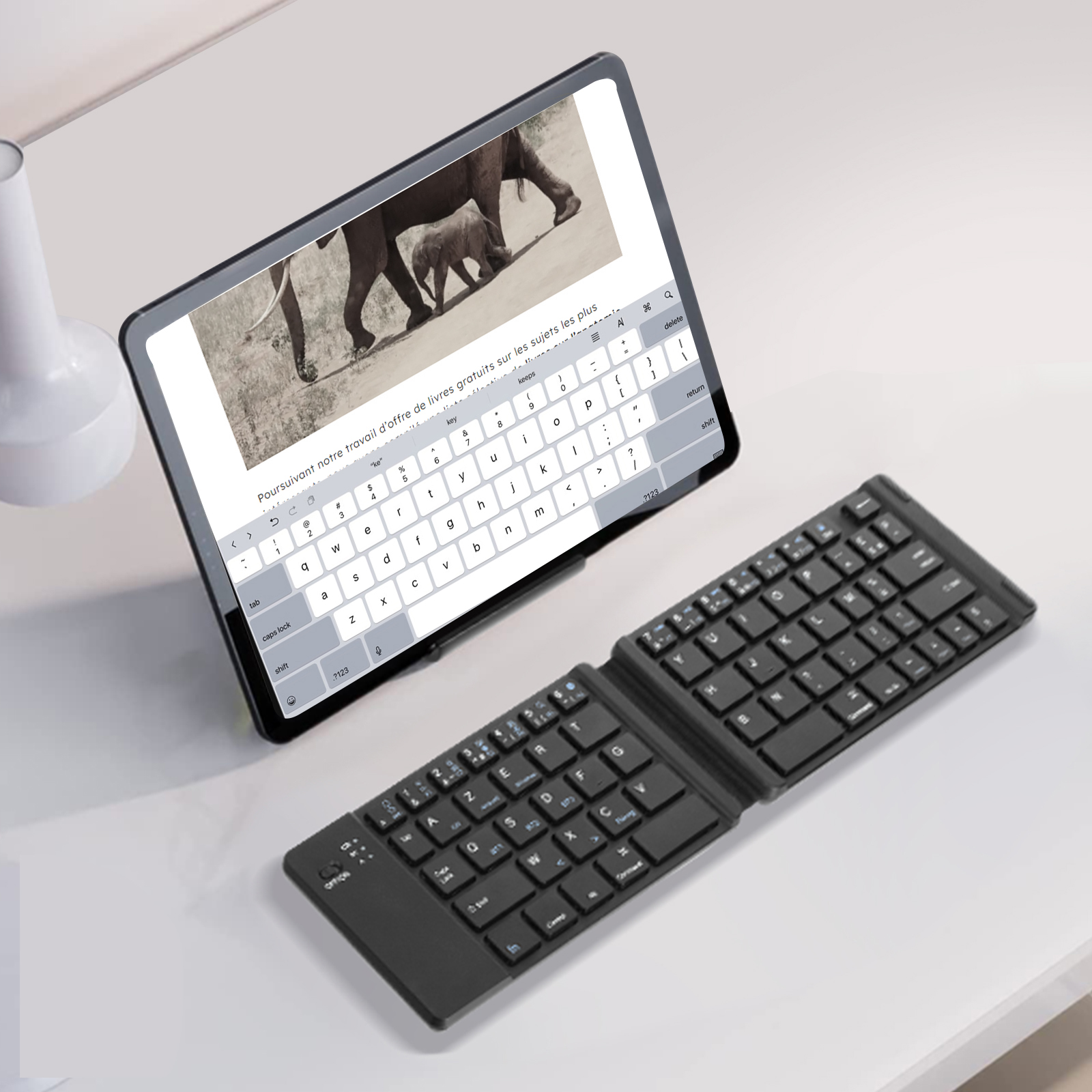 Mini Clavier Bluetooth AZERTY, Android, iOS et Windows - Support inclus ...
