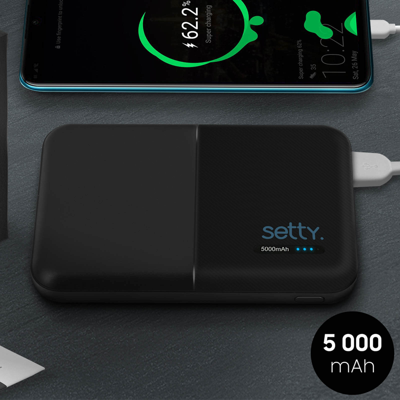 Setty 5000mAh Zusatzakku mit 2 USB Anschlüssen im kompakten Format ...