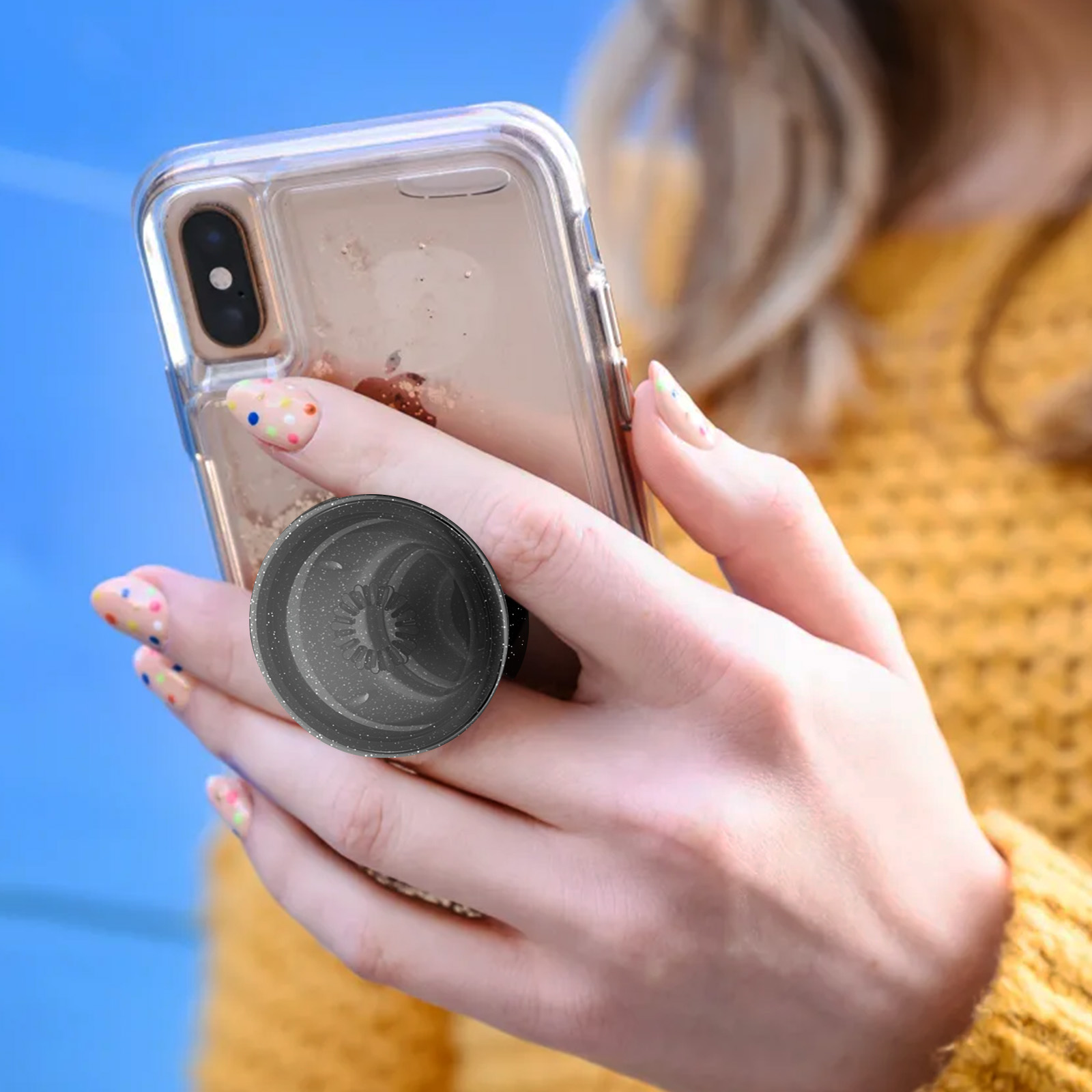 PopSockets PopGrip Iridescent Noir Translucide - Poignée et Support ...