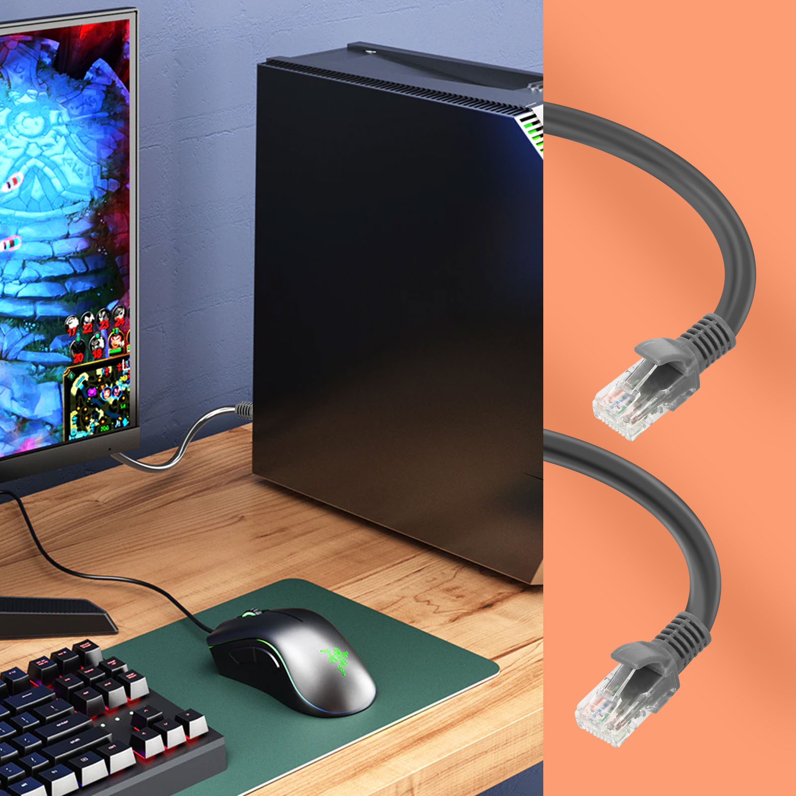 Câble Ethernet 5m, RJ45 Catégorie 6 Transfert 10Gbps - 250MHz, LinQ ...