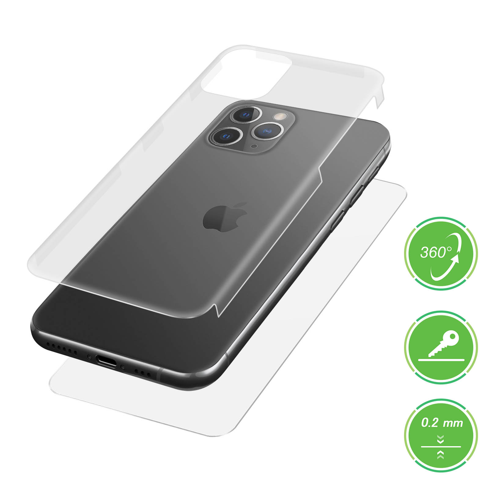 360 Rundumschutzfolie Apple iPhone 11 Pro Max Vorder und Ruckseite mit Applikator Transparent