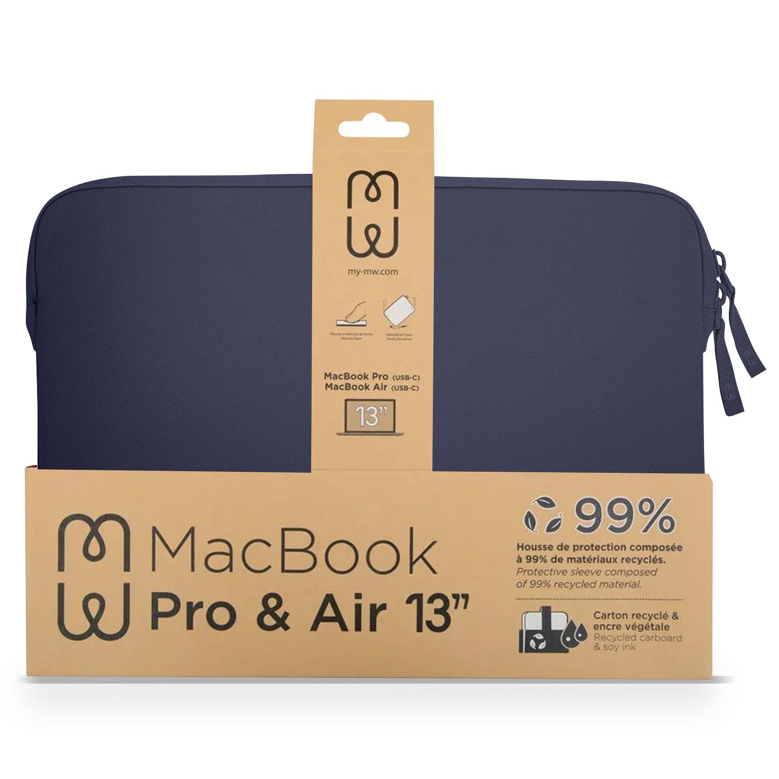 Housse MacBook Pro 13 et Air 13 - Pochette Zippée MW Basics ²Life Bleu ...