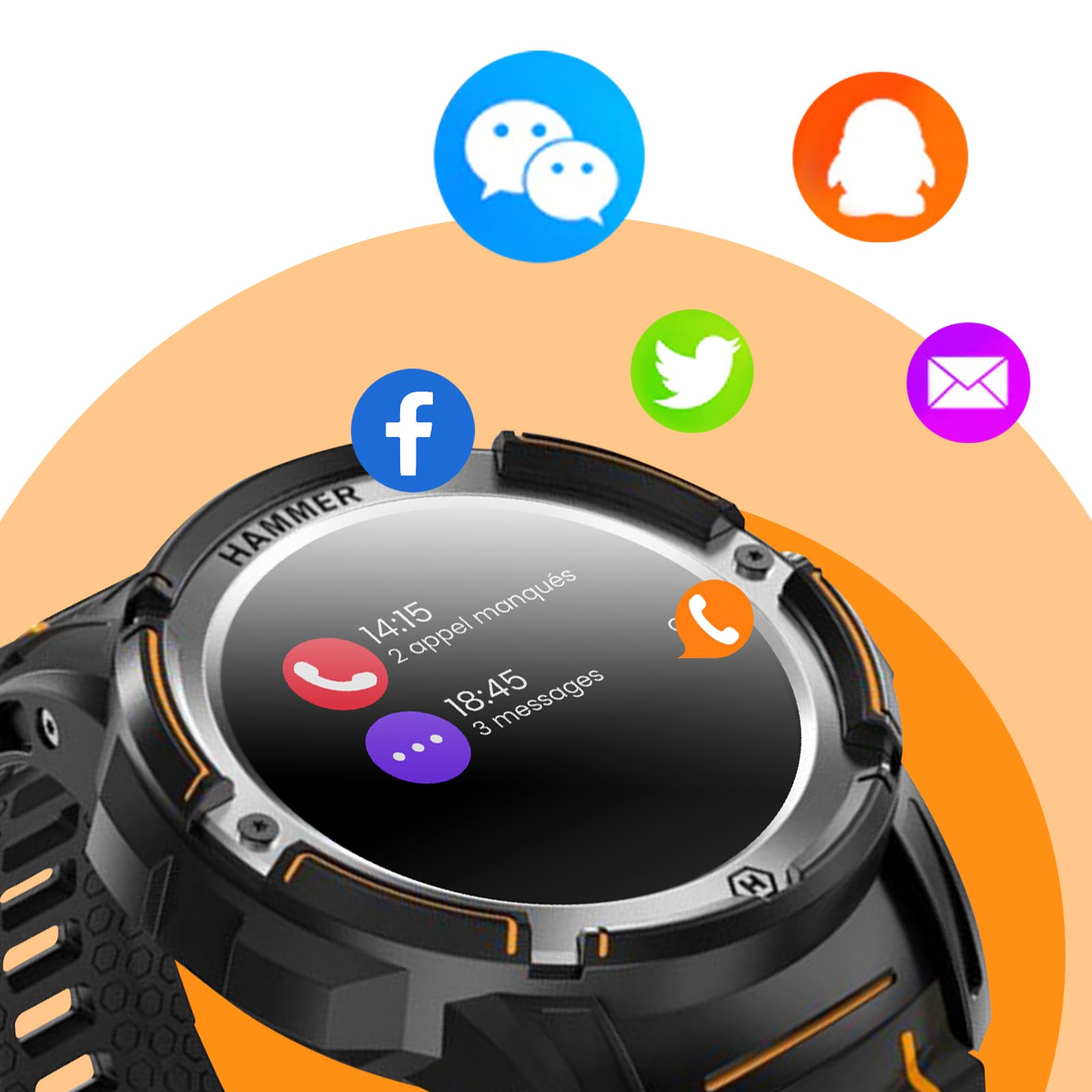 HAMMER Watch Plus Smartwatch, Robust und IP68 Wasserdicht ...