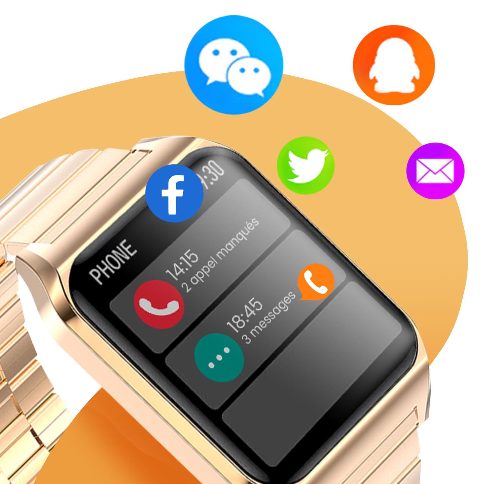 Rubicon Smartwatch, Goldenes Edelstahlarmband, Aktivitätsstracker mit ...