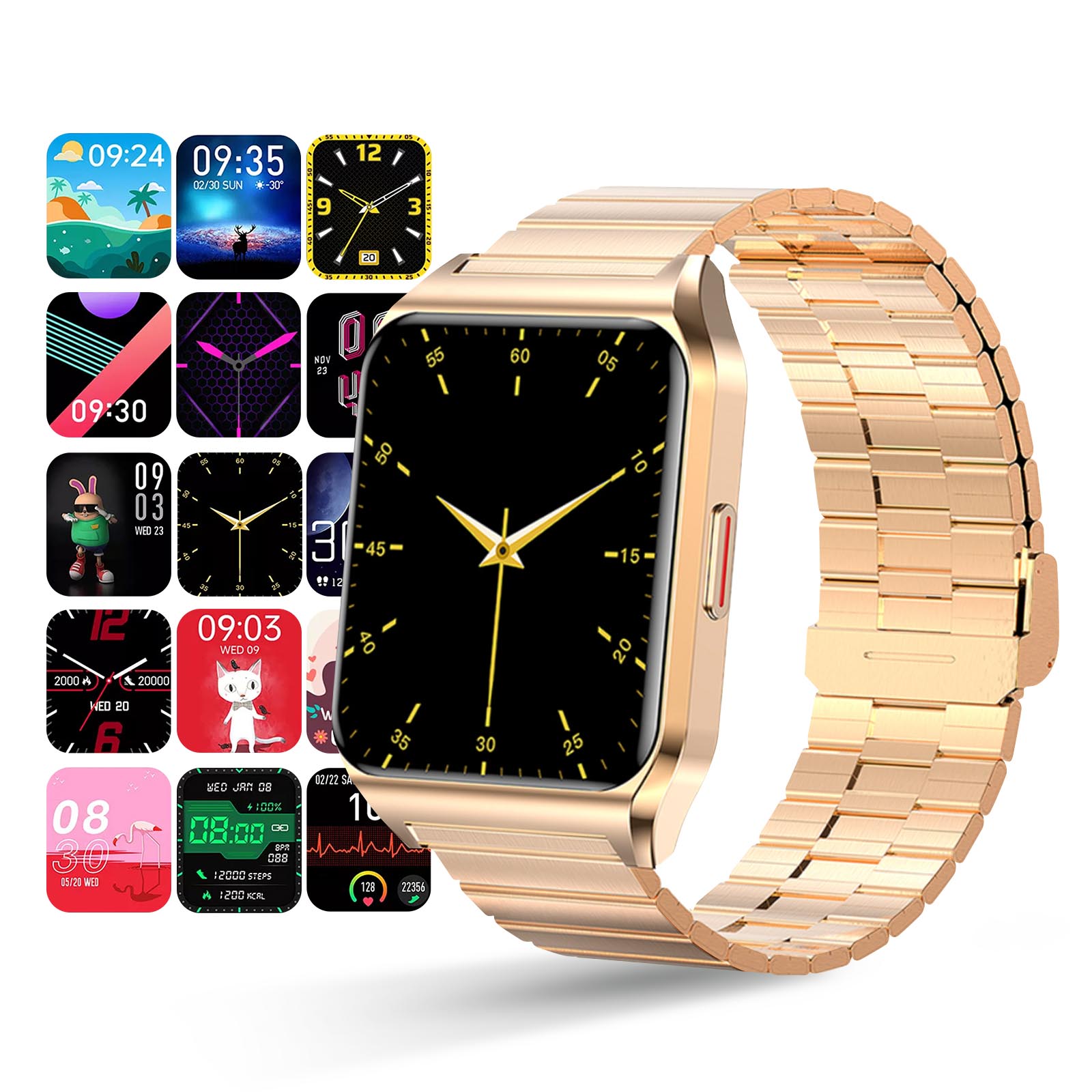 Rubicon Smartwatch, Goldenes Edelstahlarmband, Aktivitätsstracker mit ...