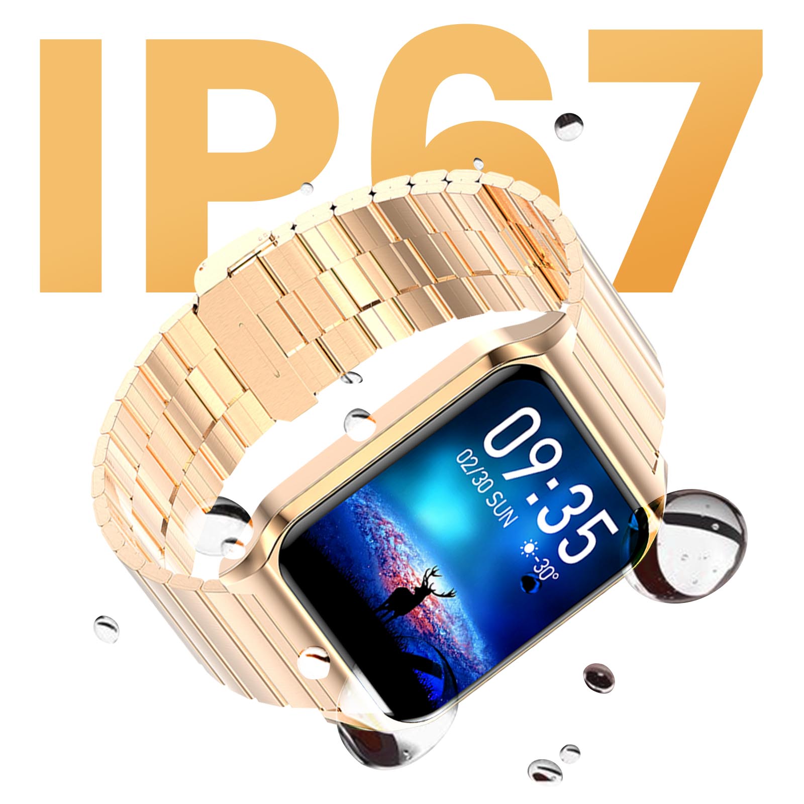 Rubicon Smartwatch, Goldenes Edelstahlarmband, Aktivitätsstracker mit ...