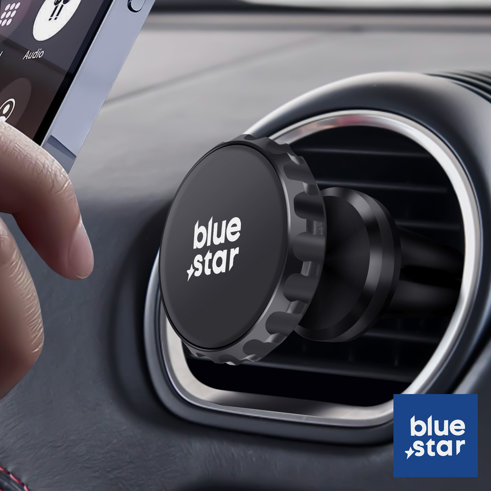 Soporte coche Fijación Magnética en la Rejilla de Ventilación Negro ...