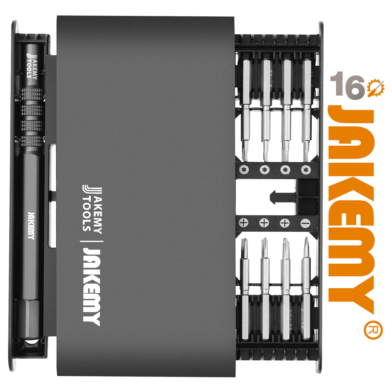 Jakemy Schraubendreher Set: 16 Bits + Griff mit mattschwarzer Box - Switzerland DE